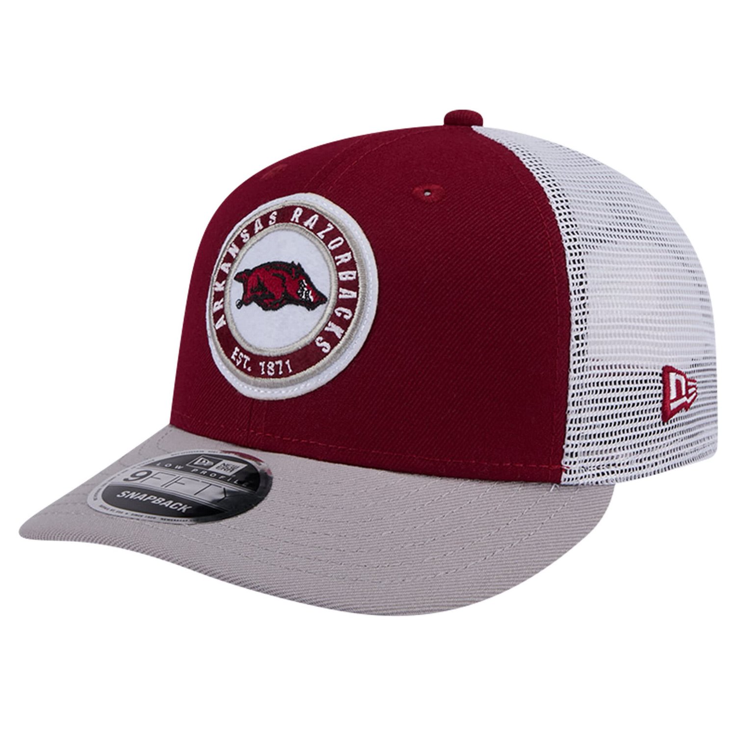 New Era Arkansas Razorbacks Throwback Circle Patch 9FIFTY Trucker ...