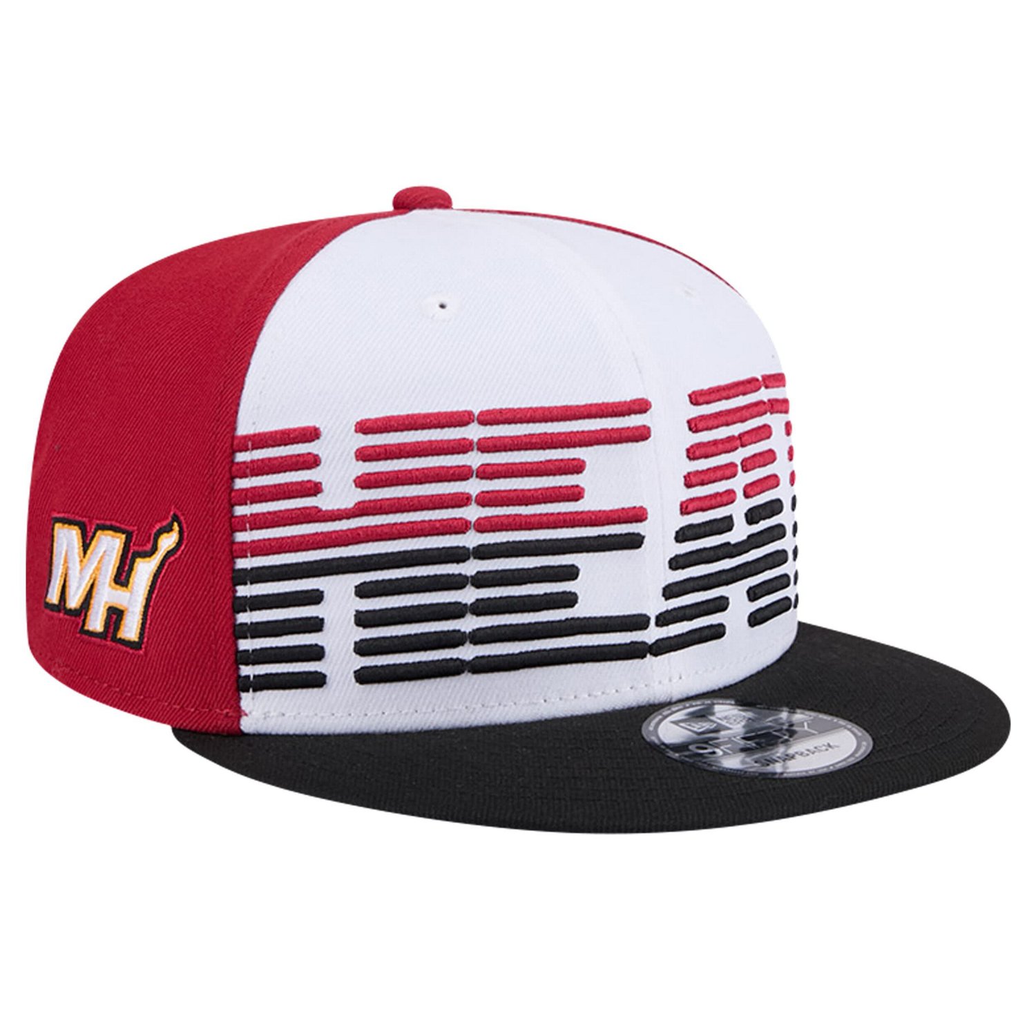 New Era Black Miami Heat Throwback Gradient Tech Font 9FIFTY Snapback ...