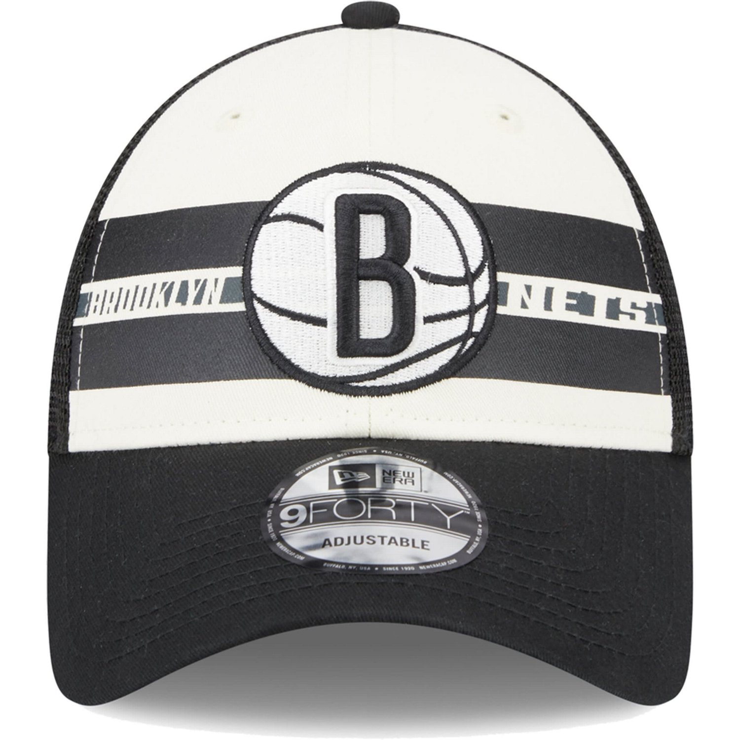 New Era Brooklyn Nets Stripes 9FORTY Trucker Snapback Hat | Academy