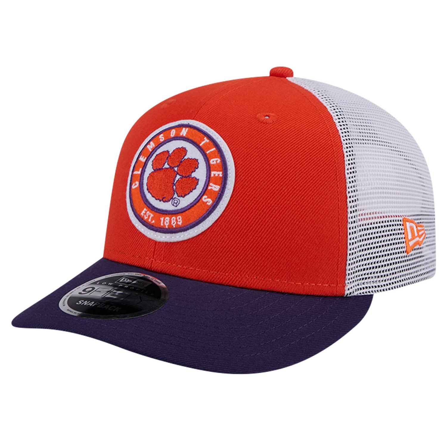 New Era Clemson Tigers Throwback Circle Patch 9FIFTY Trucker Snapback ...