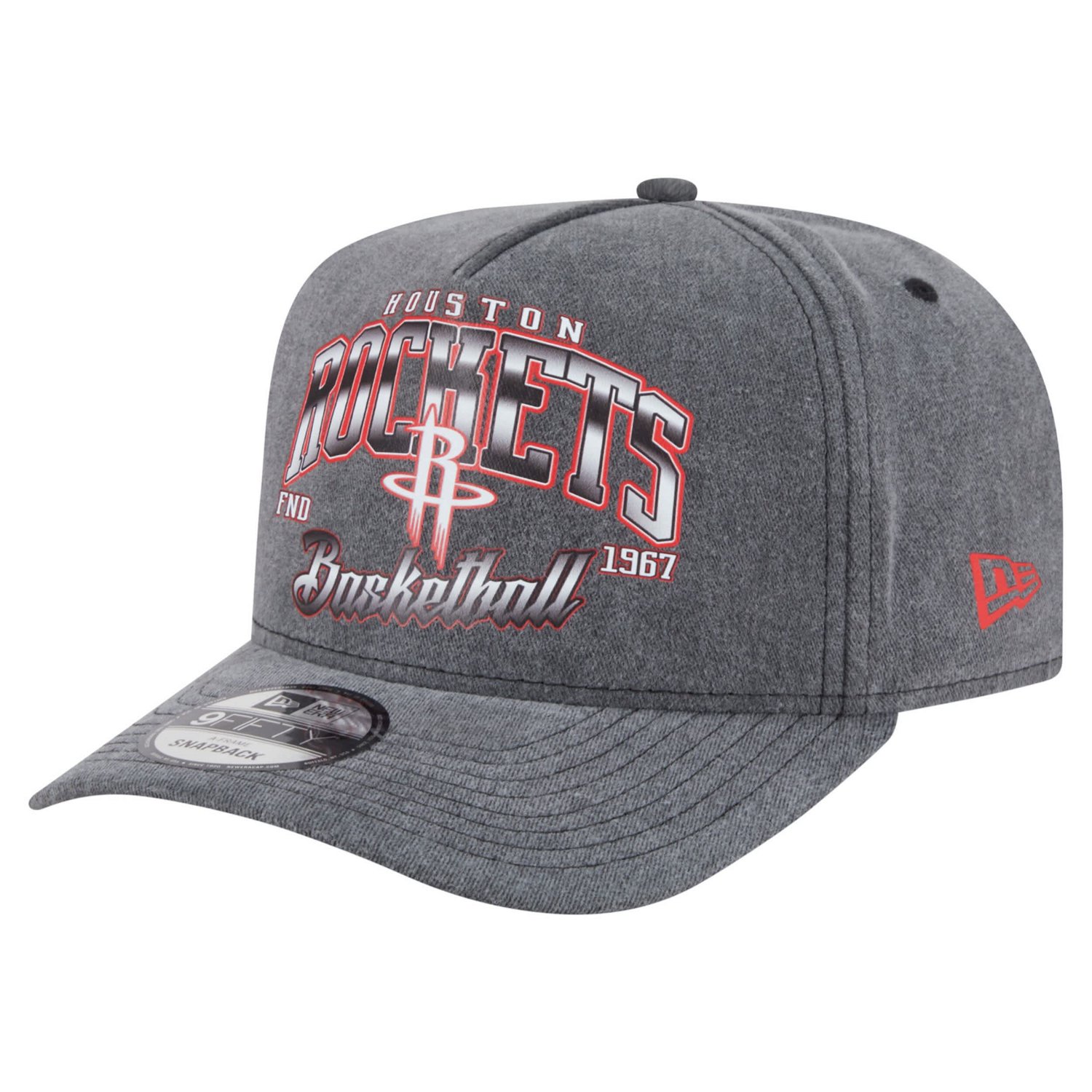New Era Houston Rockets Throwback Washed Pre-Curved 9FIFTY Snapback Hat ...