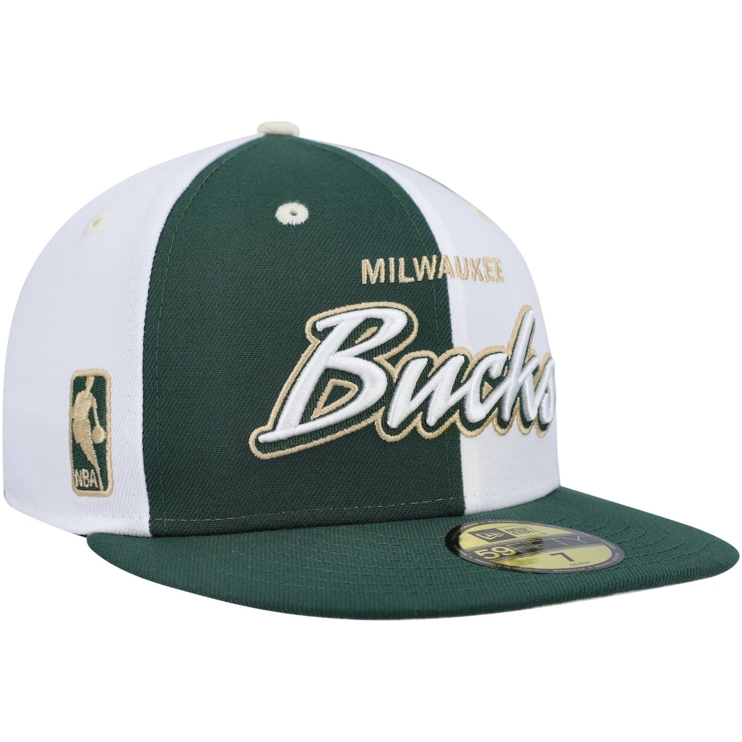New Era Hunter /White Milwaukee Bucks Script Pinwheel 59FIFTY Fitted ...