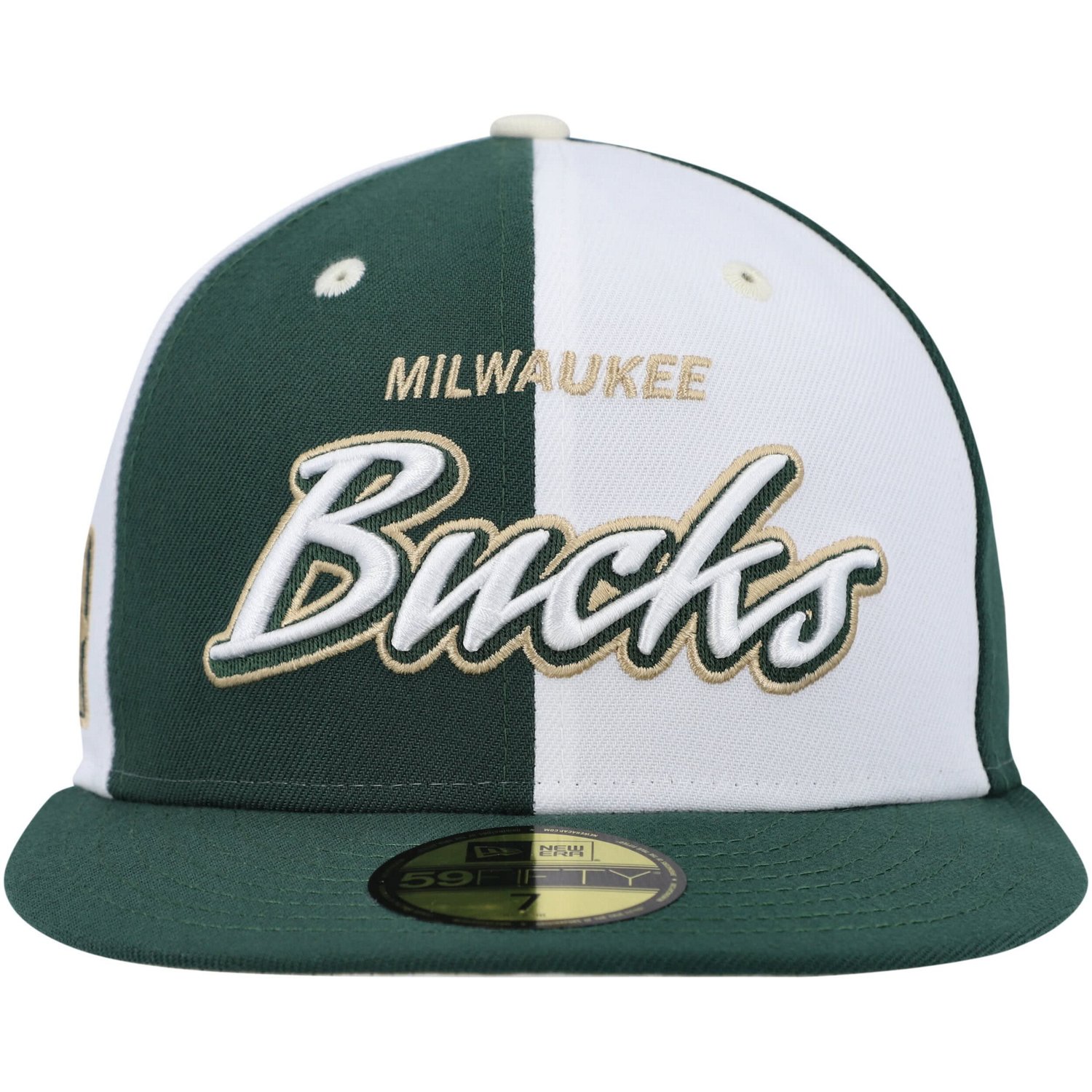 New Era Hunter /White Milwaukee Bucks Script Pinwheel 59FIFTY Fitted ...