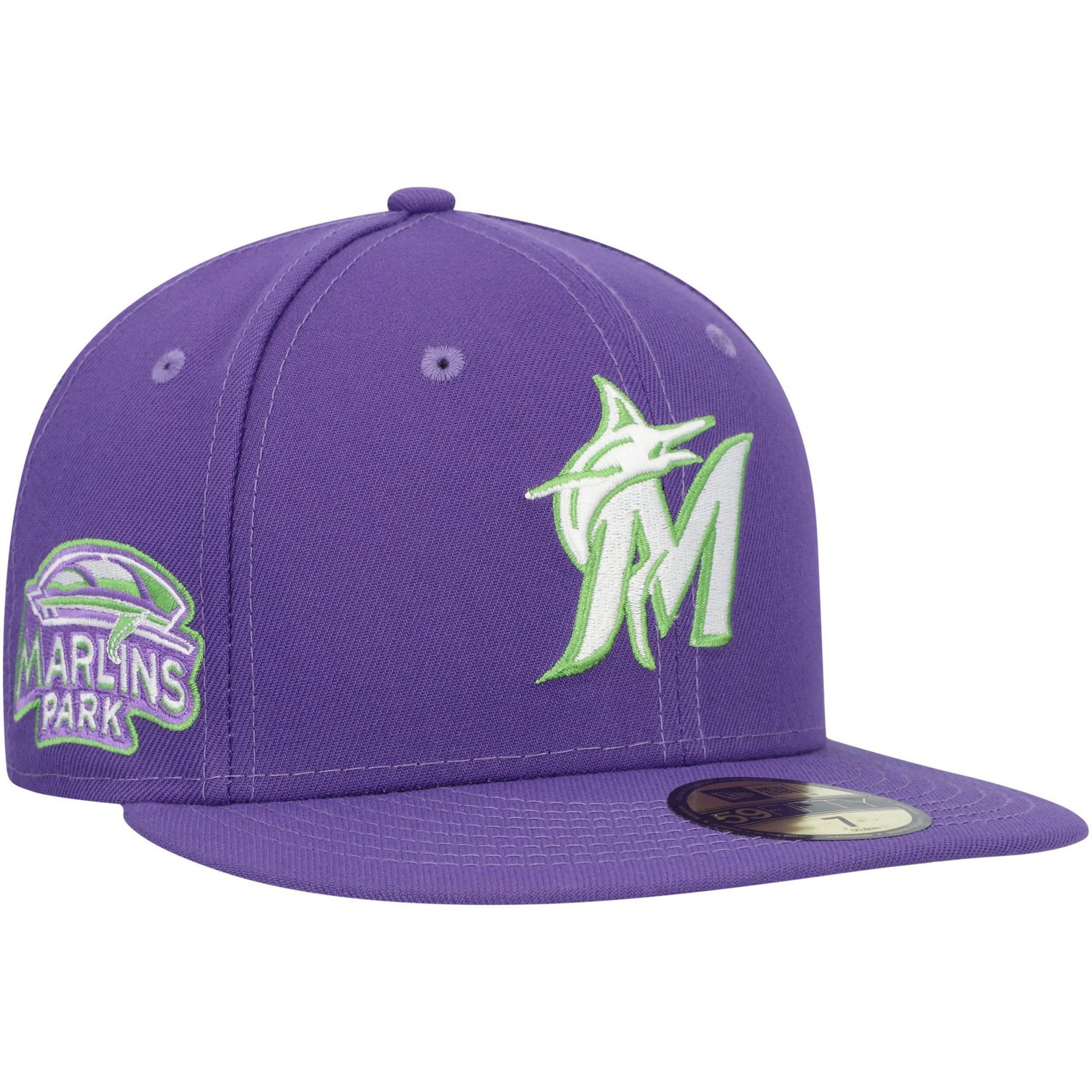New Era Miami Marlins Lime Side Patch 59FIFTY Fitted Hat | Academy