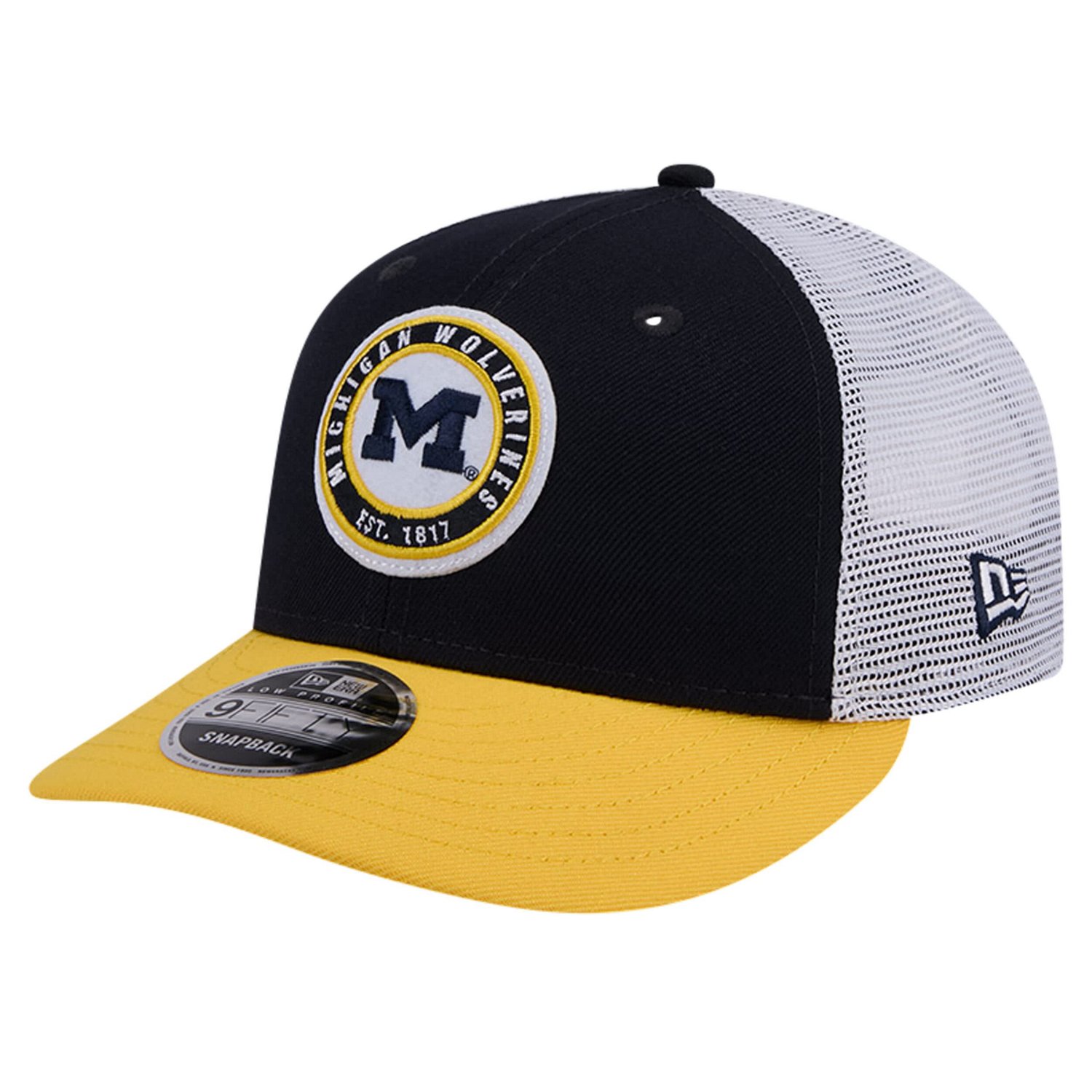 New Era Michigan Wolverines Throwback Circle Patch 9FIFTY Trucker ...