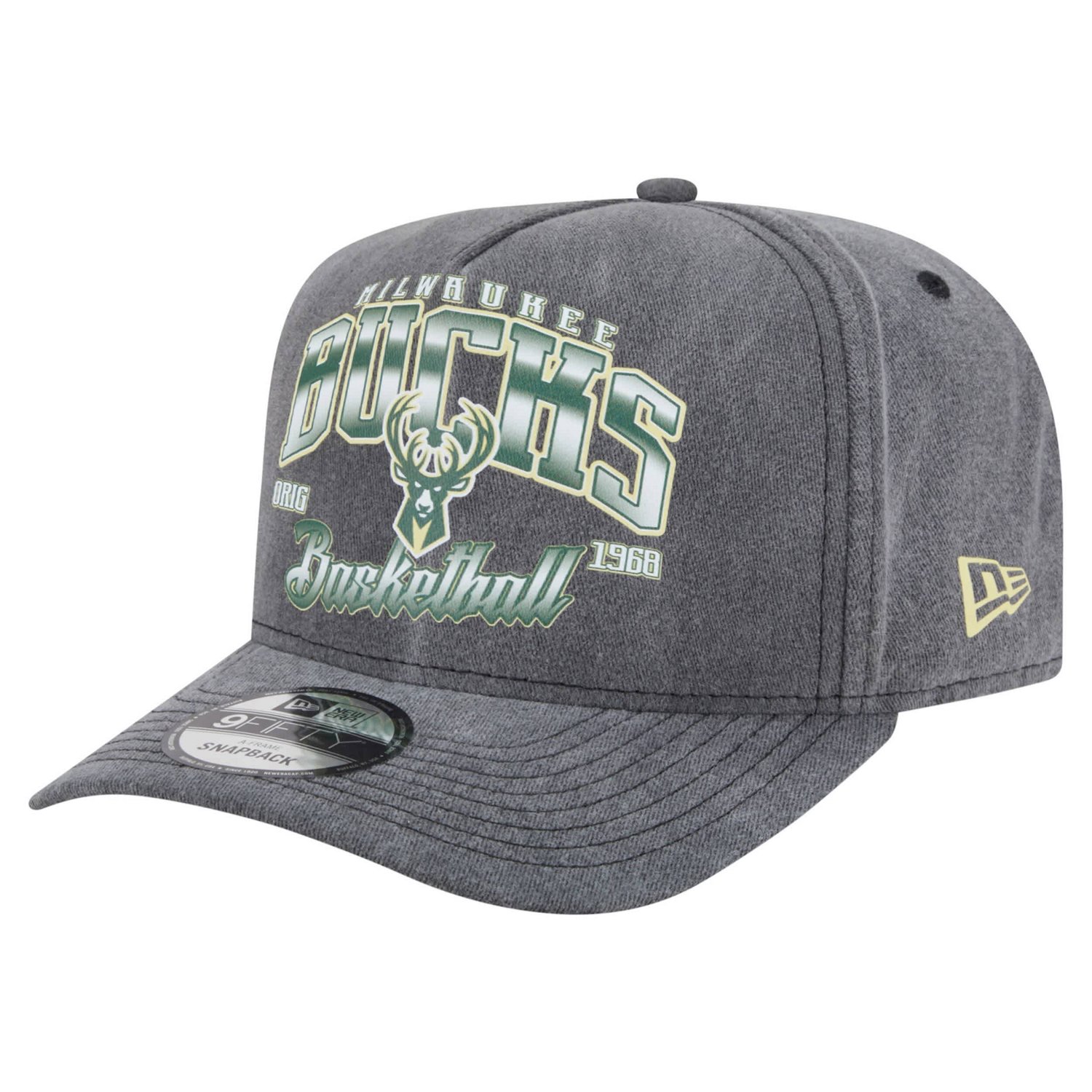 New Era Milwaukee Bucks Throwback Washed Pre-Curved 9FIFTY Snapback Hat ...