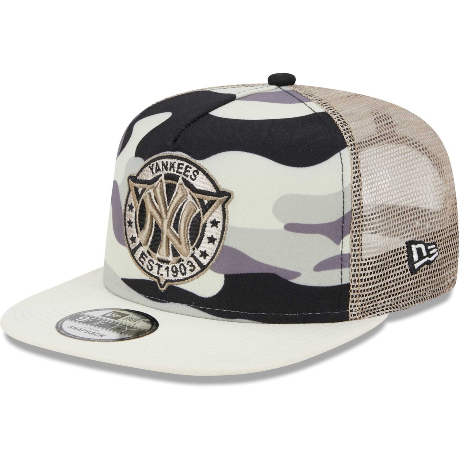 New Era New York Yankees Chrome Camo A-Frame 9FIFTY Trucker Snapback ...