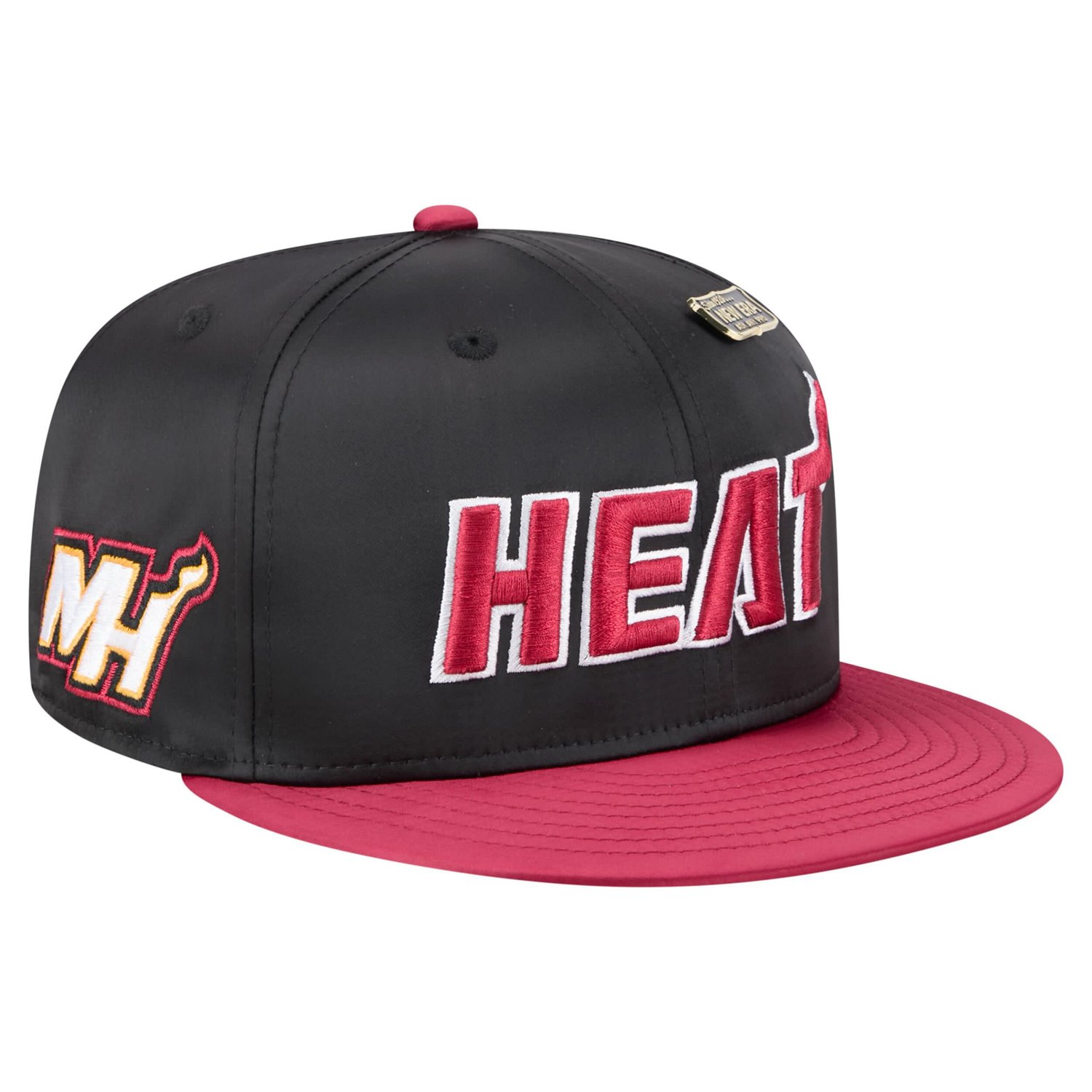 New Era Red Miami Heat Throwback Satin Vintage Pin Two-Tone 59FIFTY ...