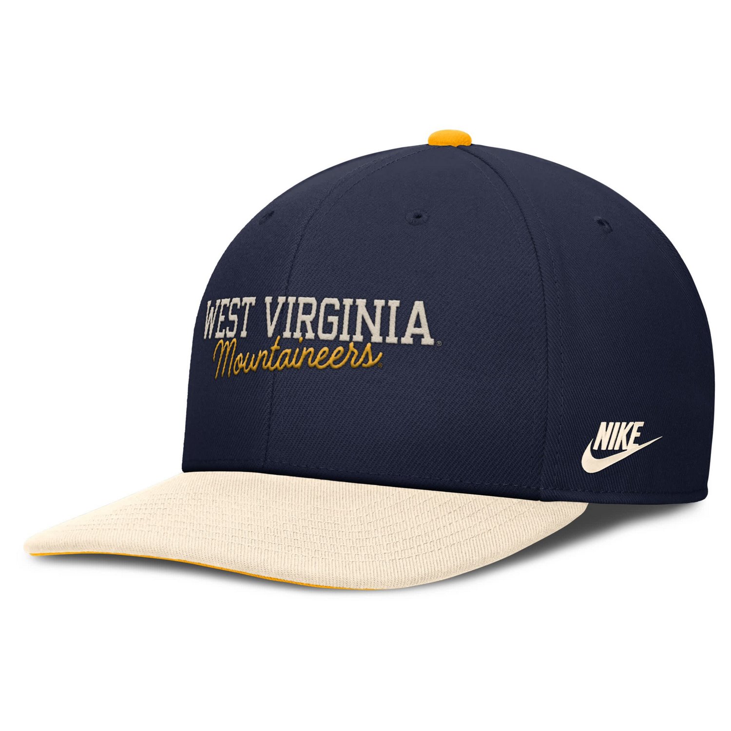 Nike Cream West Virginia Mountaineers Pro Legacy Script Snapback Hat ...