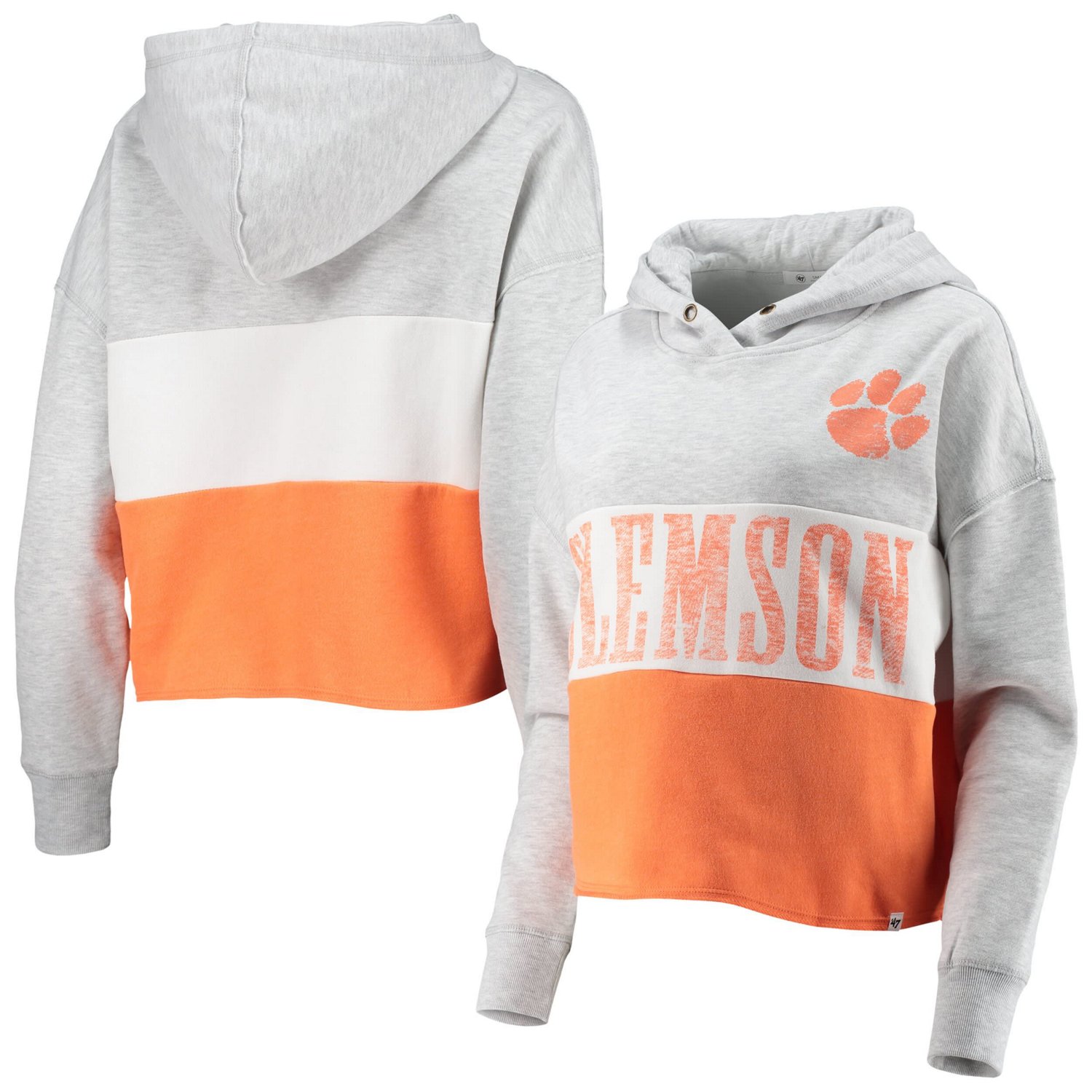 '47 Heathered Gray/Heathered Clemson Tigers Lizzy Colorblocked Cropped ...