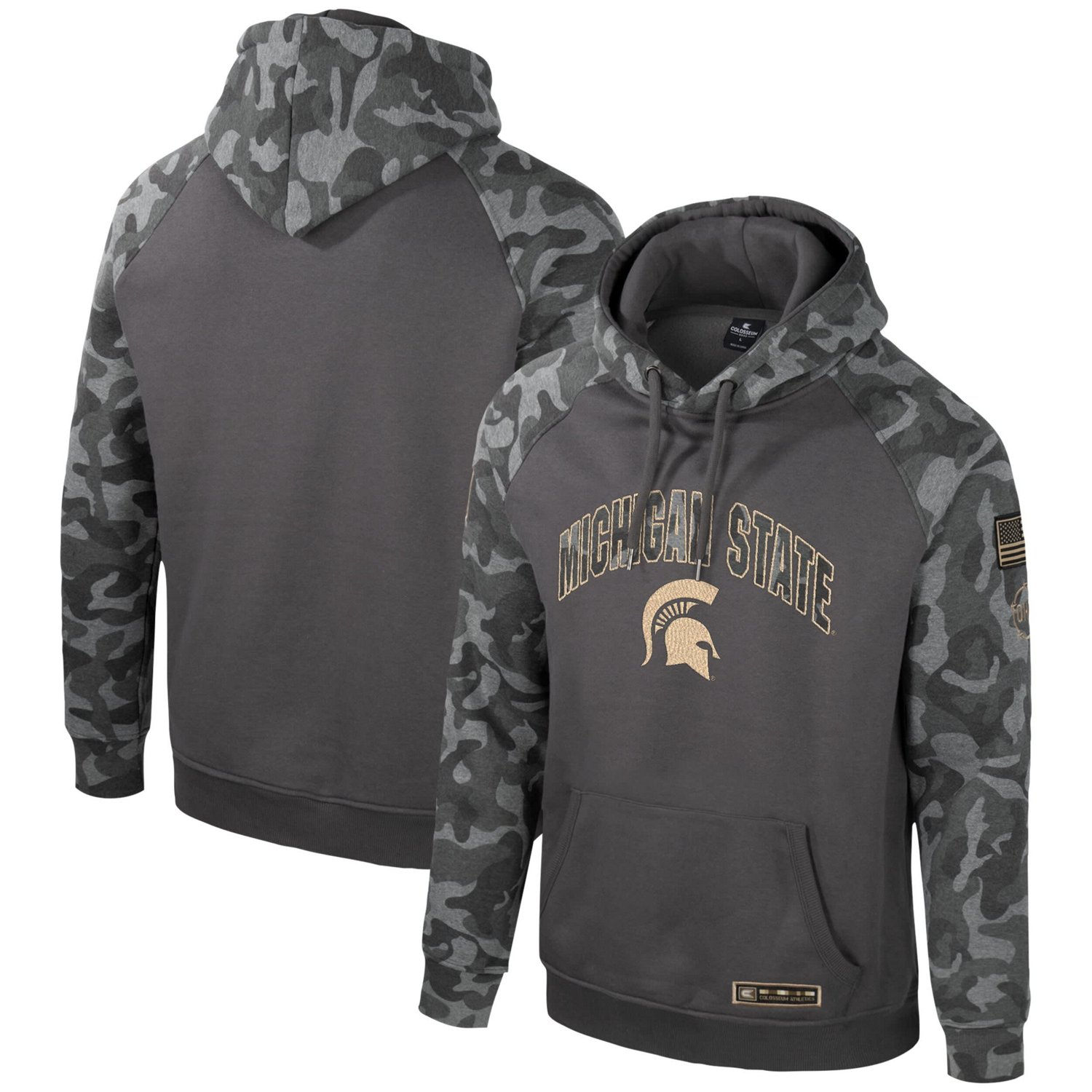 Colosseum Michigan State Spartans OHT Military Appreciation Camo Raglan Pullover Hoodie | Academy