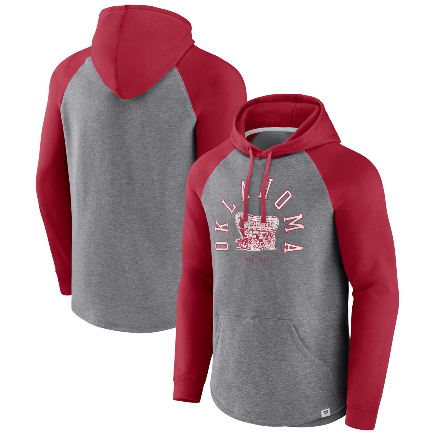 Fanatics Branded /Heather Gray Oklahoma Sooners Wrap Up Raglan Pullover Hoodie | Academy