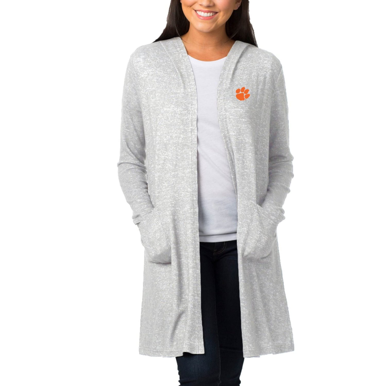 Heathered Gray Clemson Tigers Cuddle Soft Duster Cardigan | Academy
