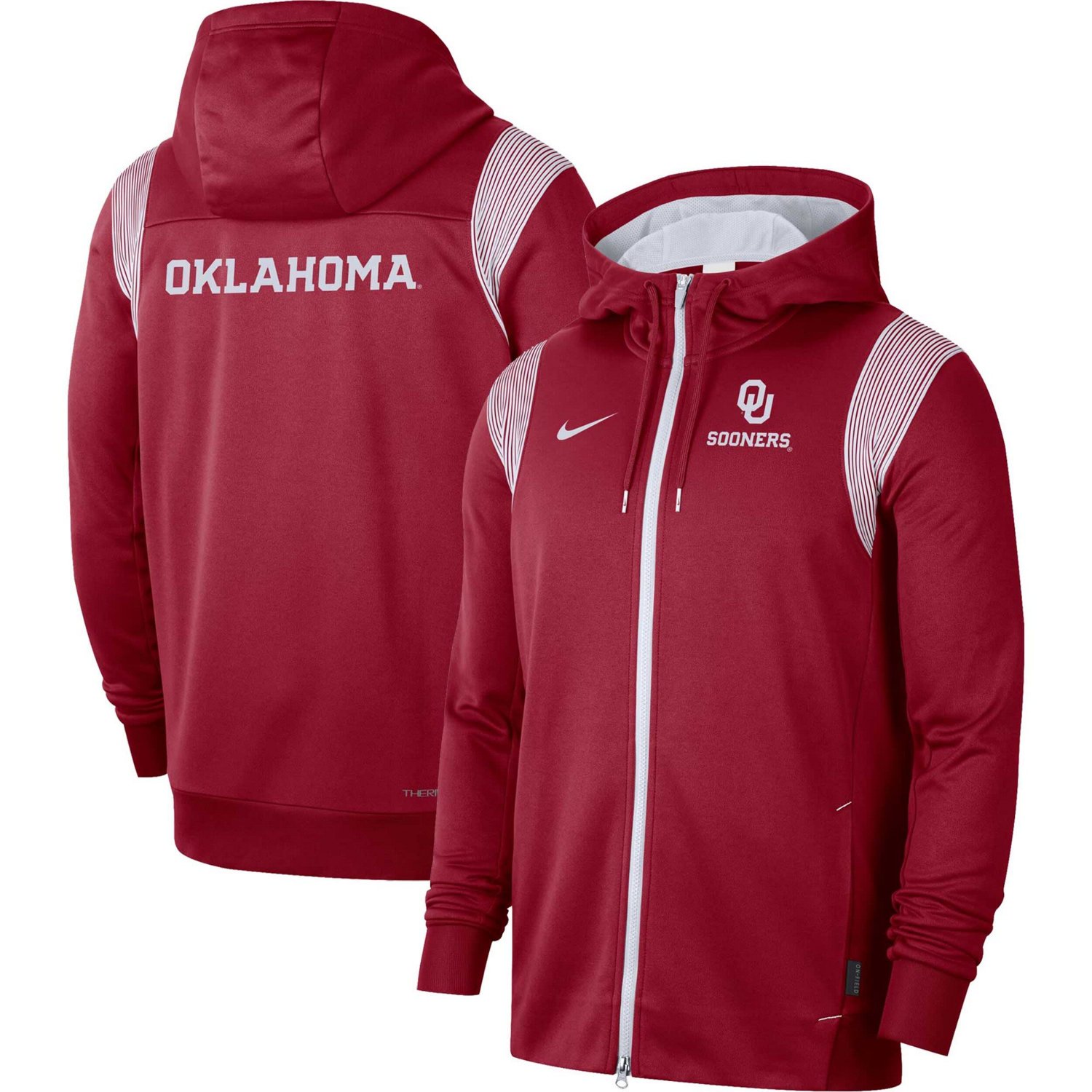 Nike Oklahoma Sooners 2022 Sideline Lockup Performance Full-Zip Hoodie ...
