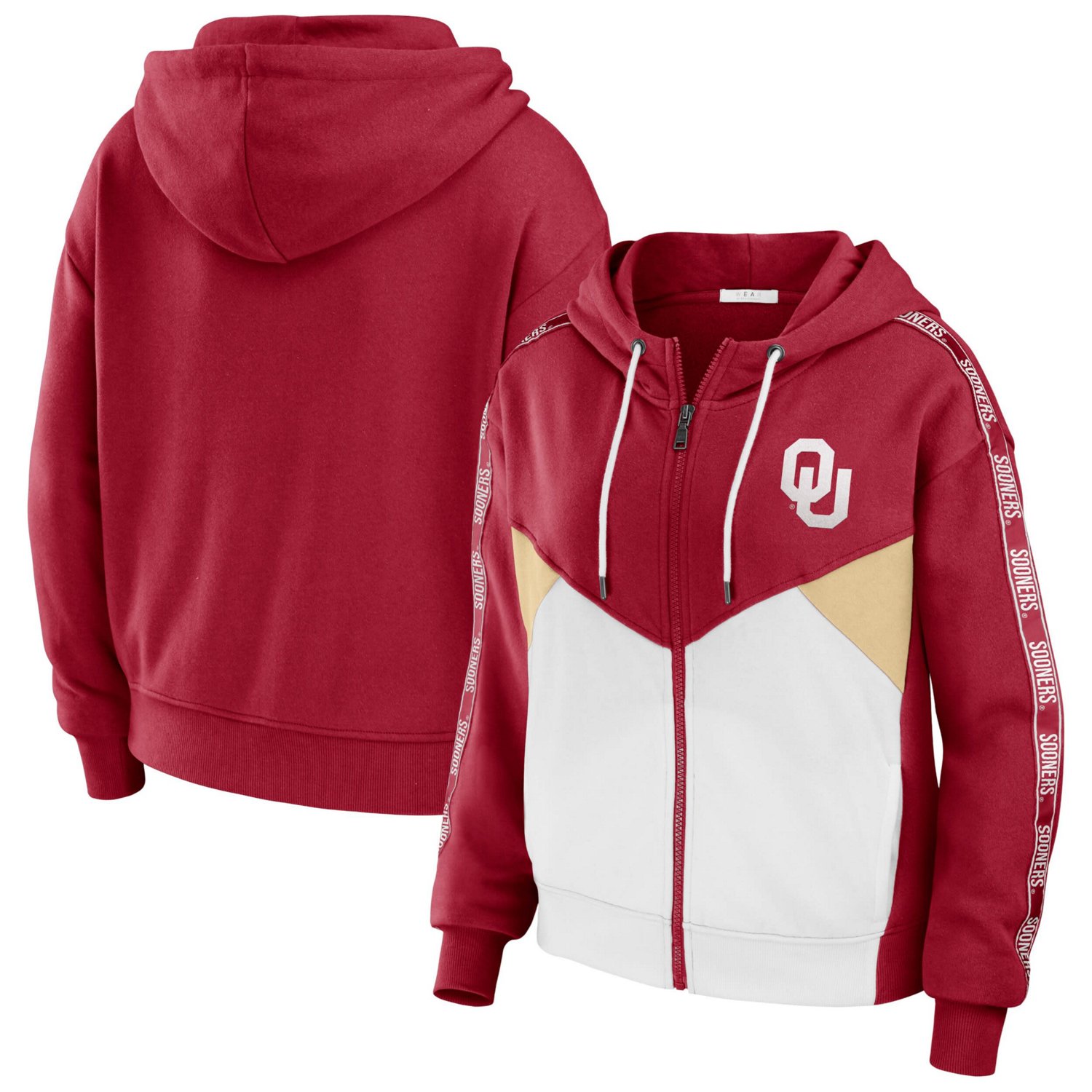 WEAR by Erin Andrews Oklahoma Sooners Colorblock Full-Zip Hoodie Jacket ...
