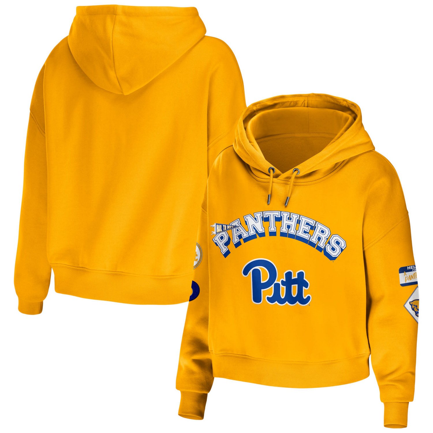 WEAR by Erin Andrews Pitt Panthers Mixed Media Cropped Pullover Hoodie ...