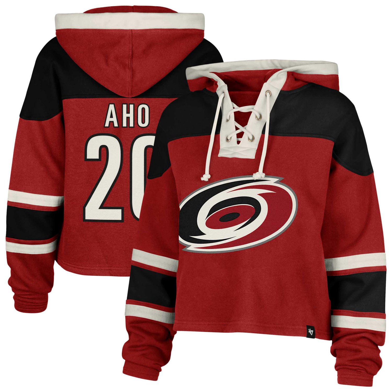 '47 Sebastian Aho Carolina Hurricanes Superior Lacer Cropped Pullover ...
