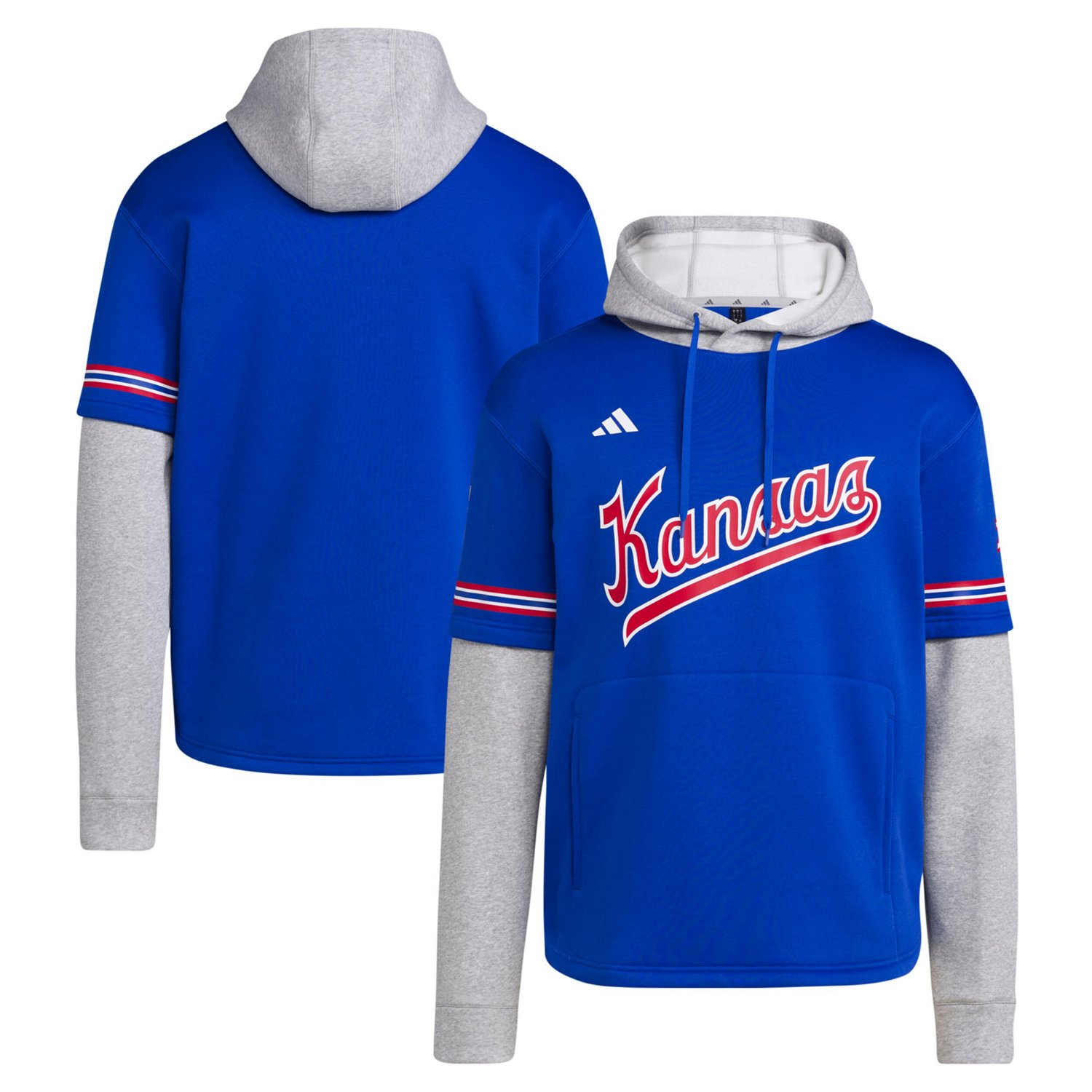 adidas Kansas Jayhawks Pullover Baseball Jersey Hoodie | Academy