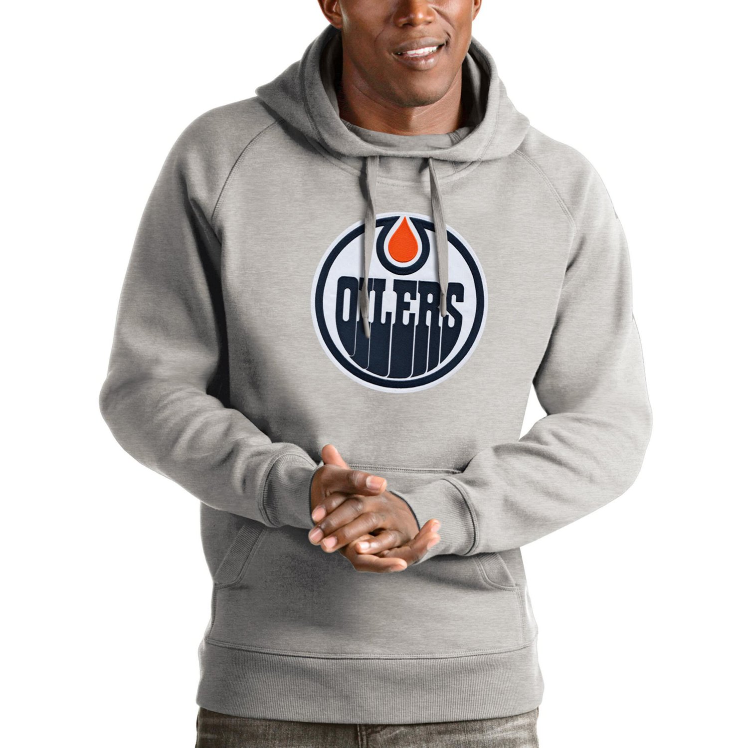 Antigua Edmonton Oilers Logo Victory Pullover Hoodie | Academy