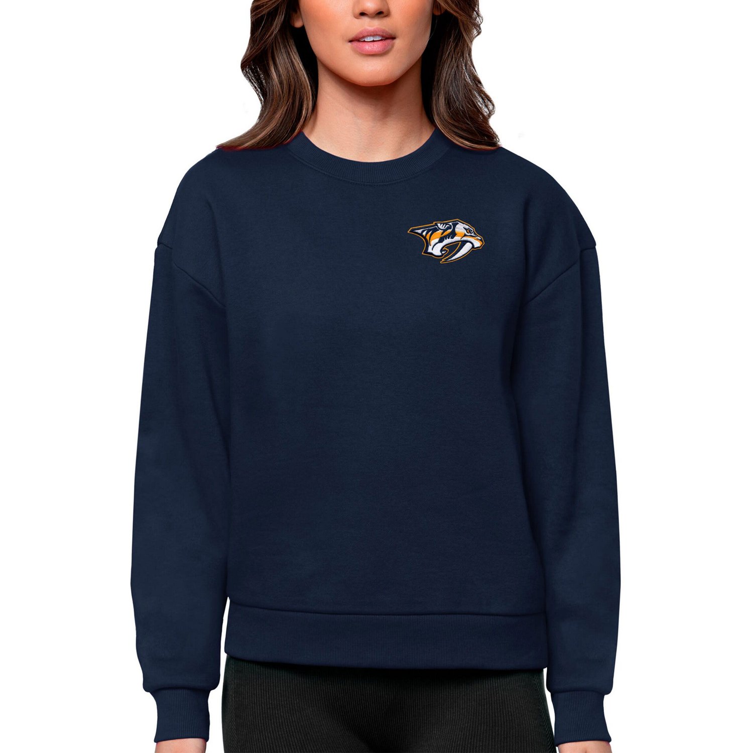 Antigua Nashville Predators Primary Logo Victory Crewneck Pullover ...