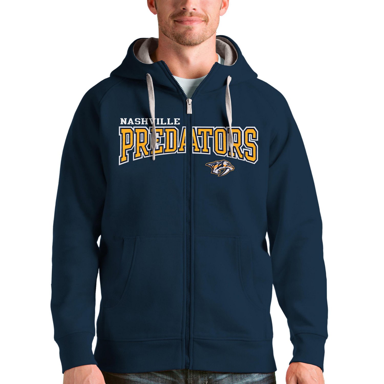 Antigua Nashville Predators Wordmark Victory Full-Zip Hoodie | Academy