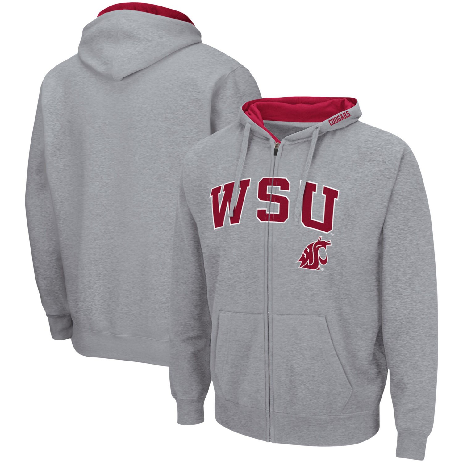 Colosseum Washington State Cougars Arch Logo 30 Full-Zip Hoodie | Academy