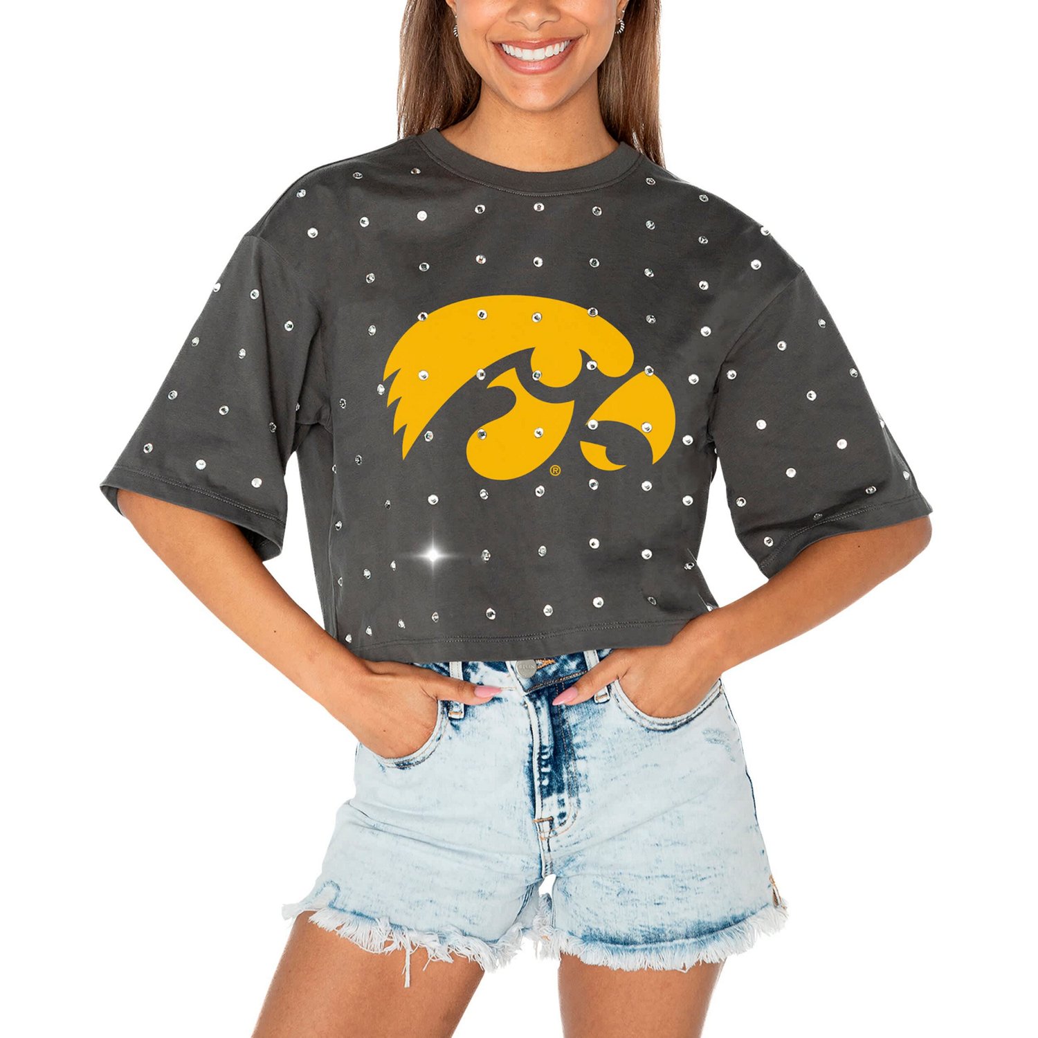 Gameday Couture Iowa Hawkeyes Go Time Rhinestone Crop T-Shirt | Academy
