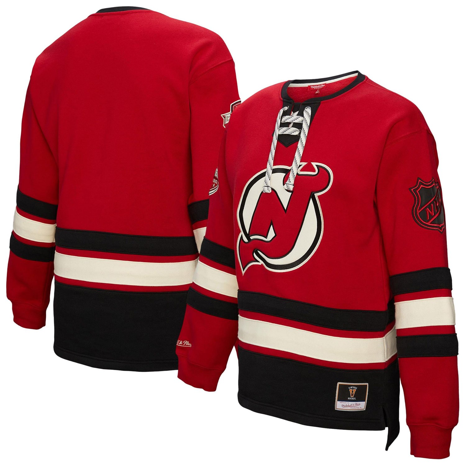 Mitchell Ness New Jersey Devils Heritage Lace-Up Pullover Sweatshirt ...