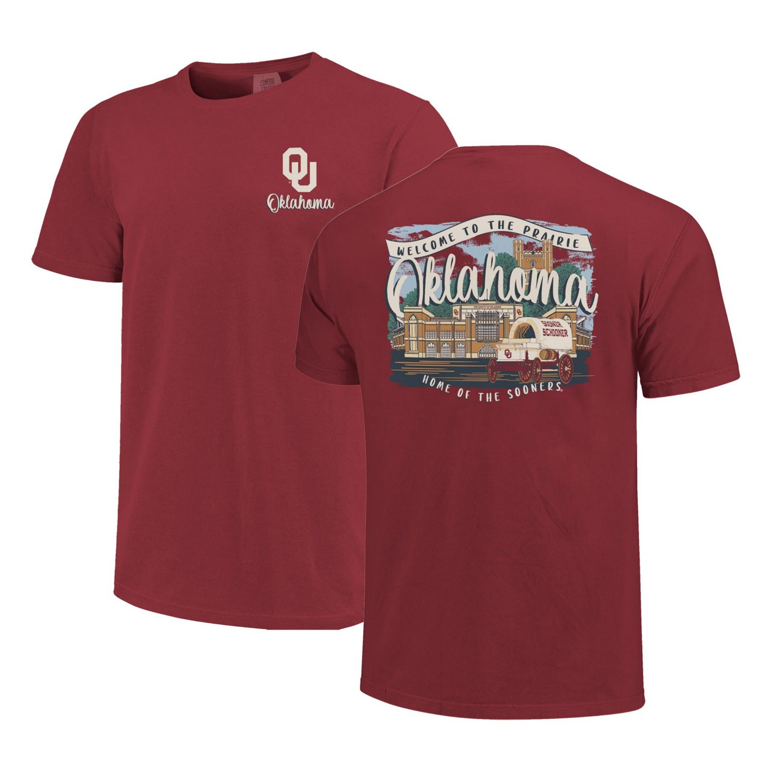 Oklahoma Sooners Comfort Colors Campus Scene Drawing Script T-Shirt ...