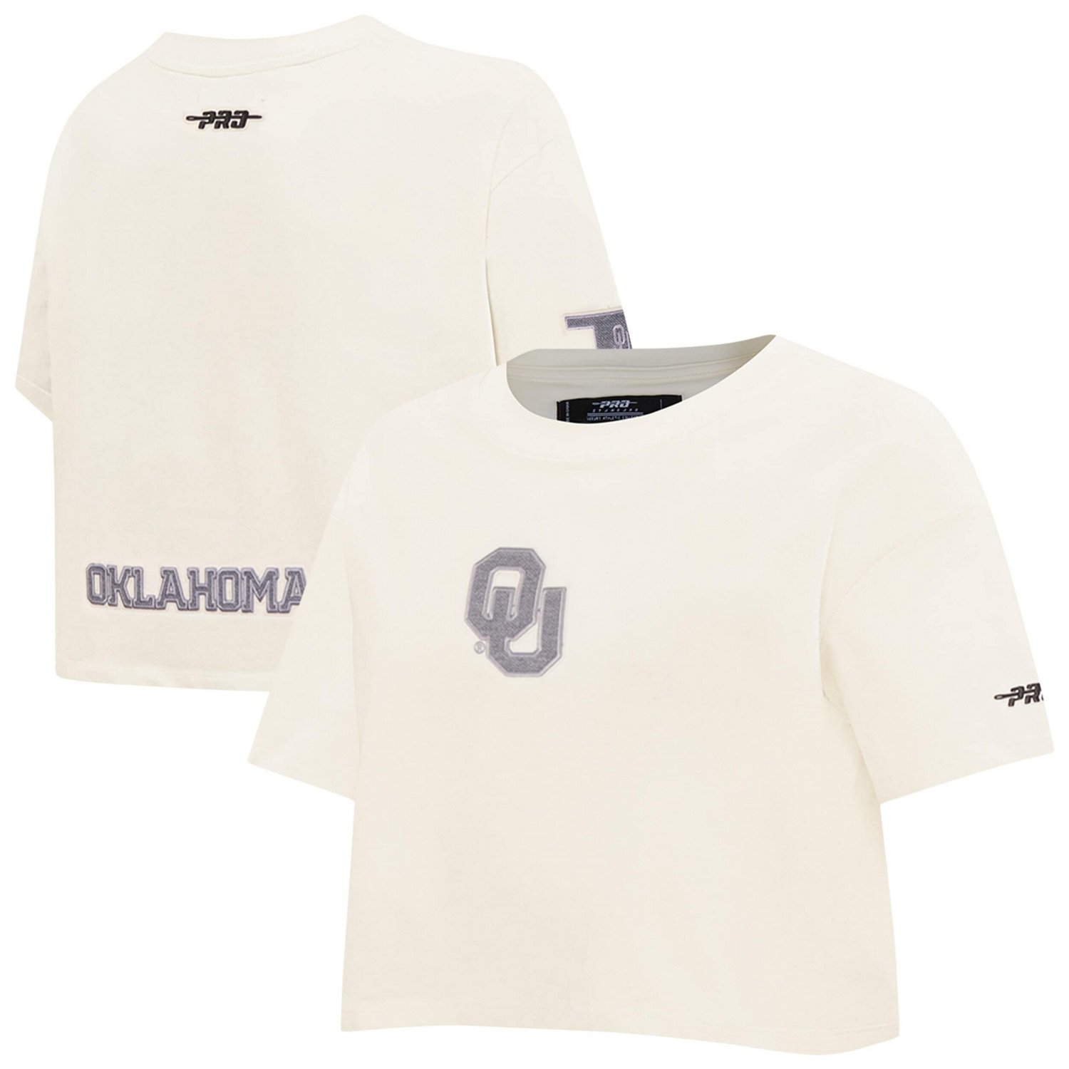 Pro Standard Oklahoma Sooners Reverse French Terry Boxy Cropped T-Shirt ...
