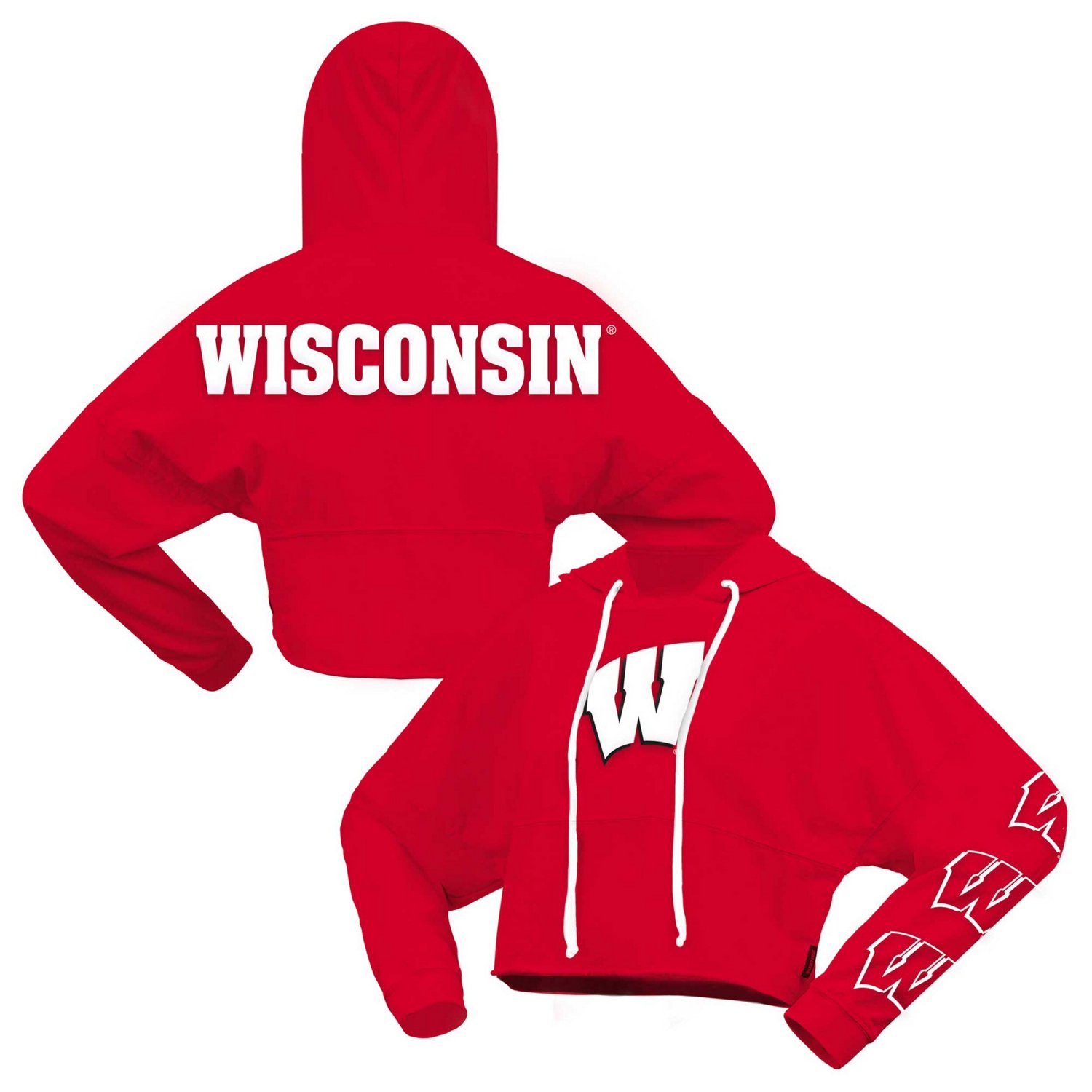 Spirit Jersey Wisconsin Badgers Oversized Cropped Pullover Hoodie | Academy