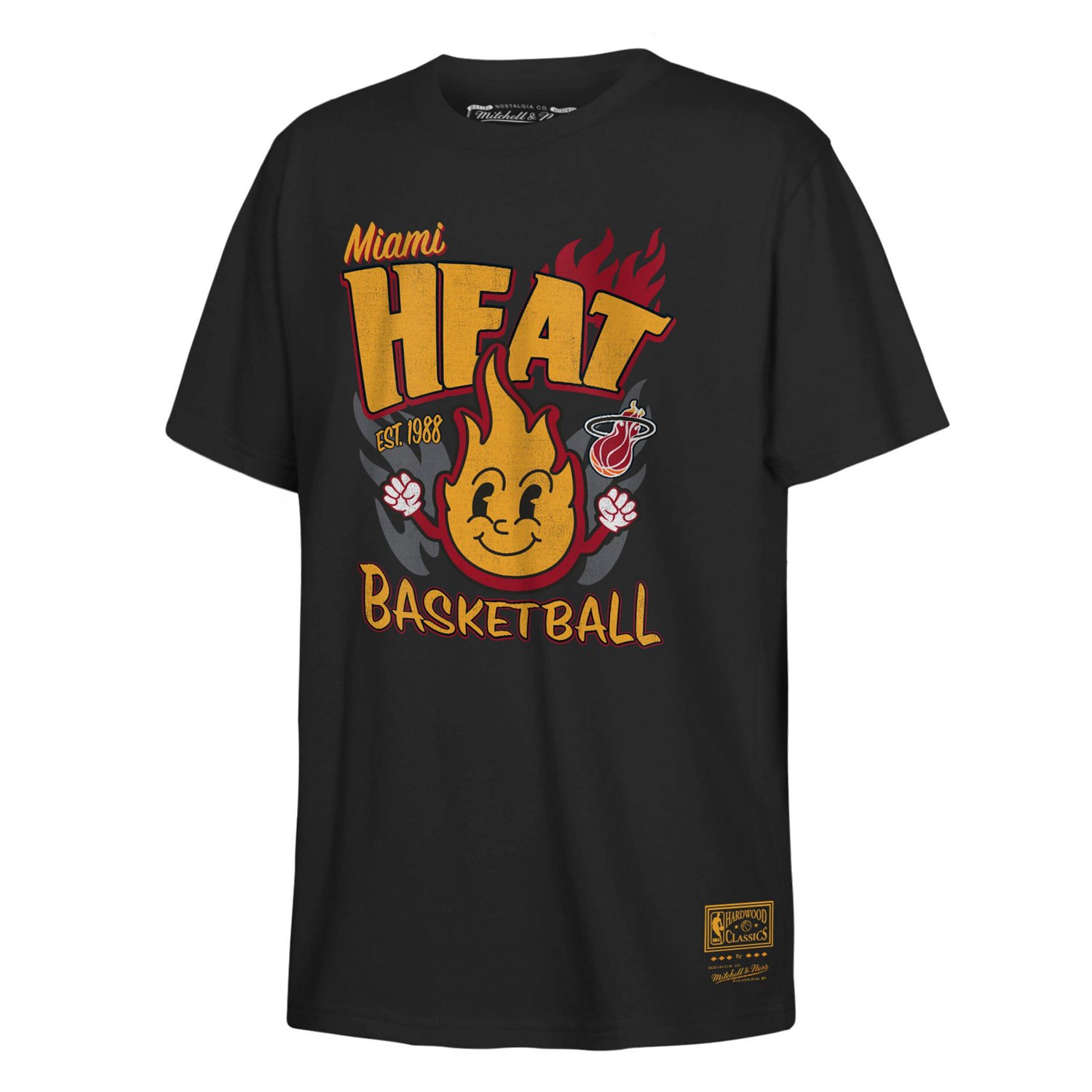 Youth Mitchell Ness Miami Heat Retro Mascot Script T-Shirt | Academy