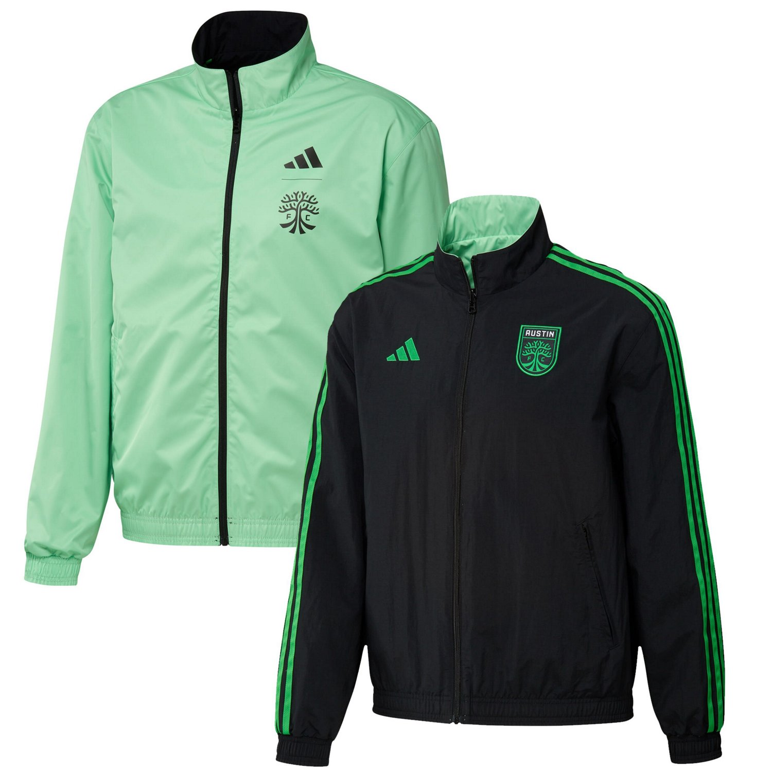 adidas /Green Austin FC 2023 On-Field Anthem Full-Zip Reversible Team ...