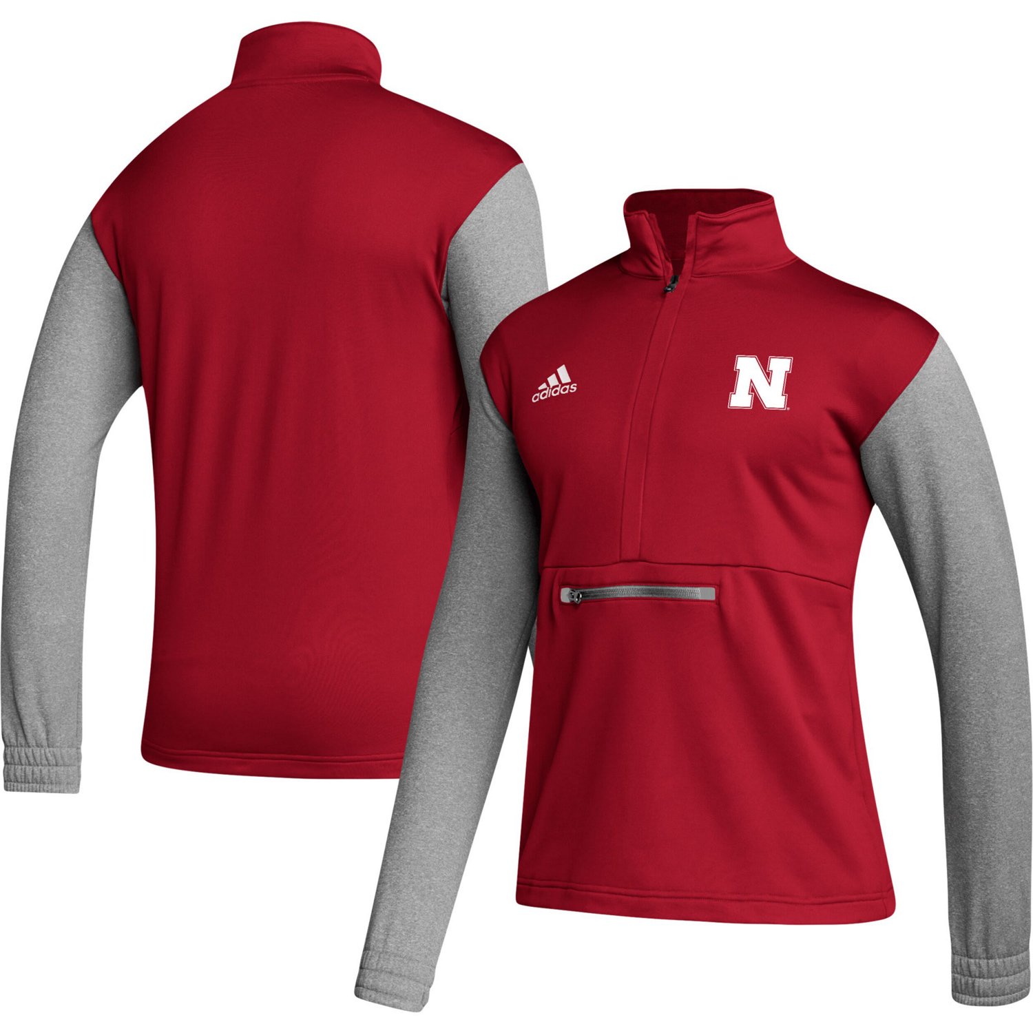adidas /Heathered Gray Nebraska Huskers Team AEROREADY Half-Zip Top ...
