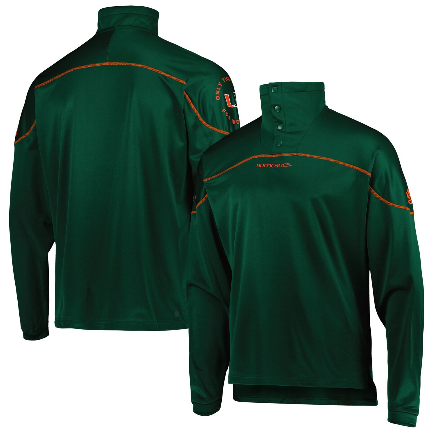 adidas Miami Hurricanes AEROREADY Knit Quarter-Snap Jacket | Academy
