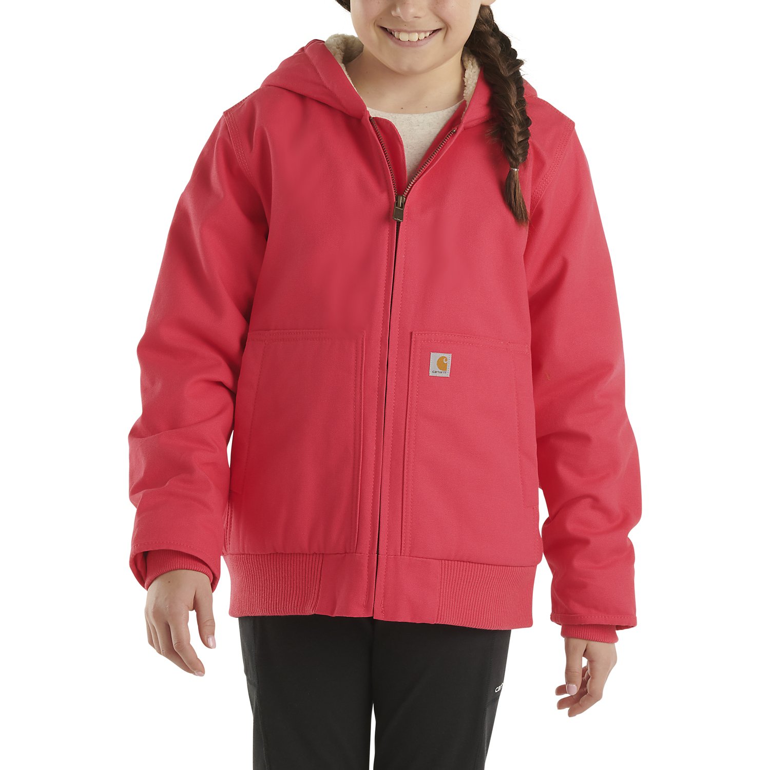 Carhartt Girls' Zip Front Flannel Quilt Lined Hooded Active Jacket ...