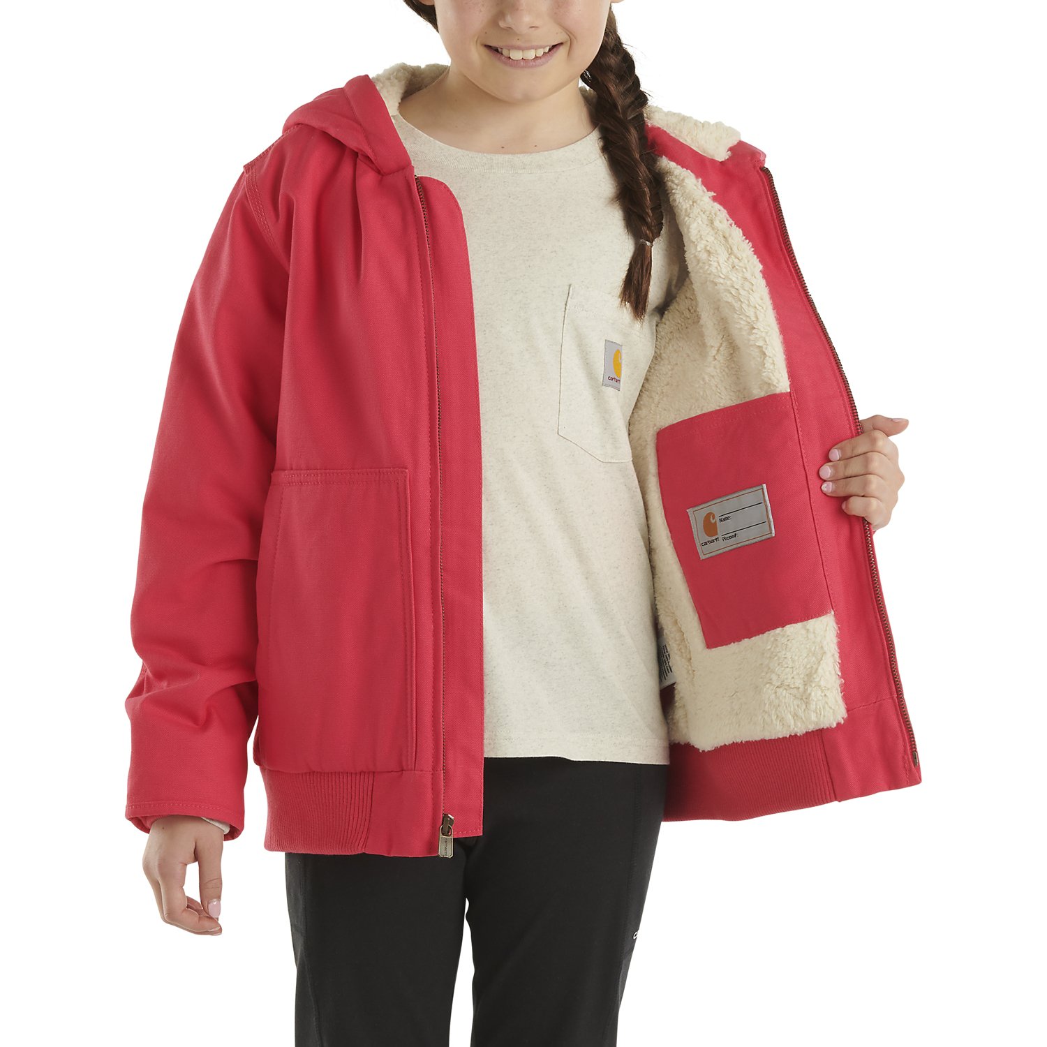 Carhartt Girls' Zip Front Flannel Quilt Lined Hooded Active Jacket ...