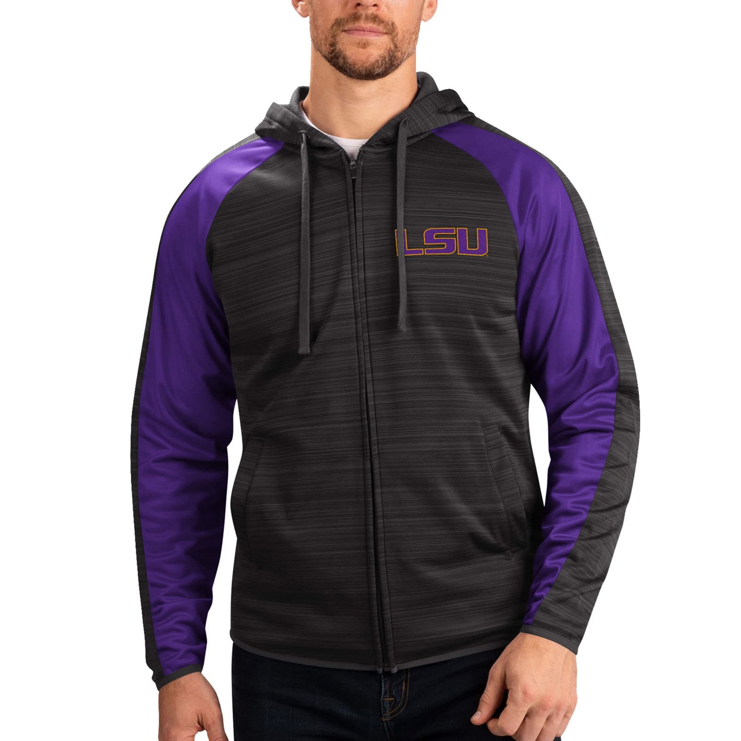 G-III Sports by Carl Banks LSU Tigers Neutral Zone Raglan Full-Zip ...