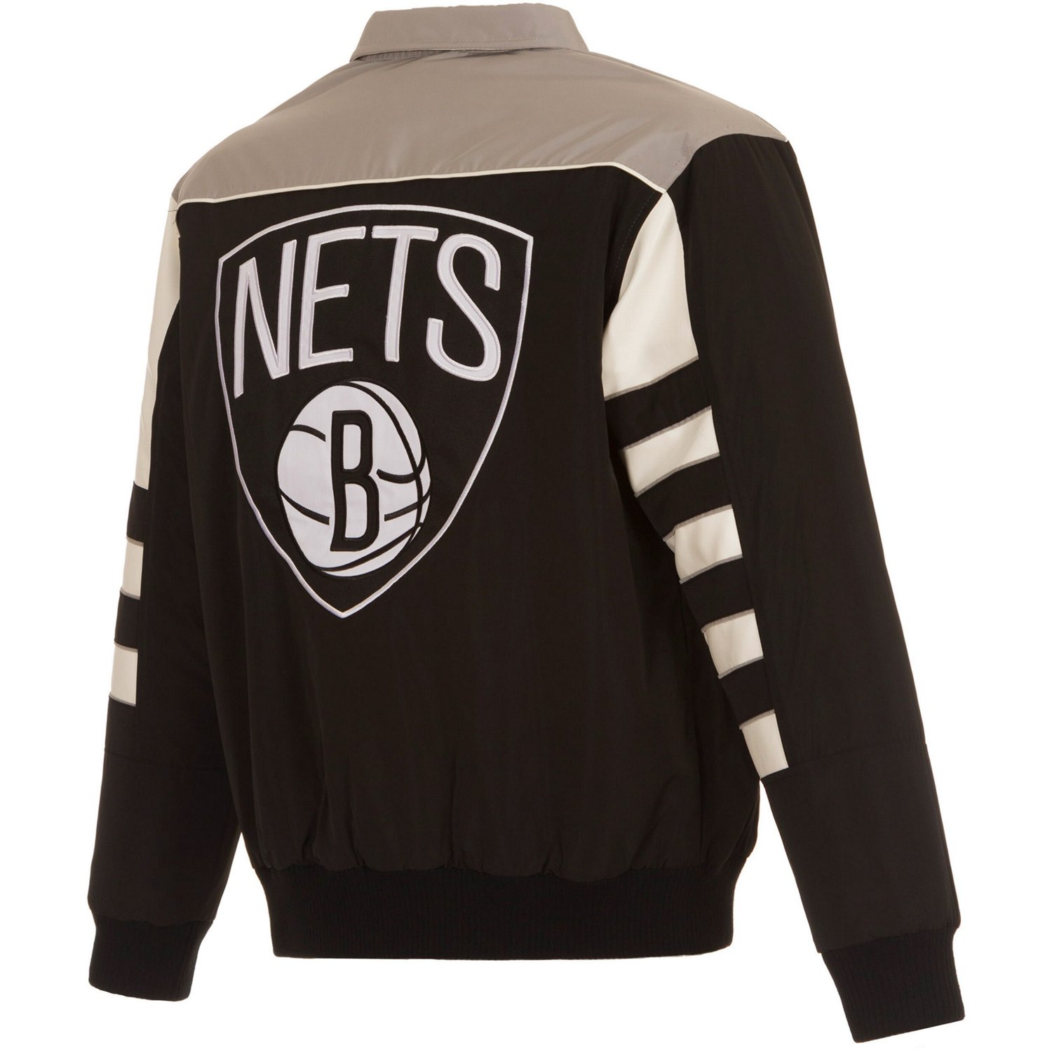 JH Design Brooklyn Nets Stripe Colorblock Nylon Reversible Full-Snap ...