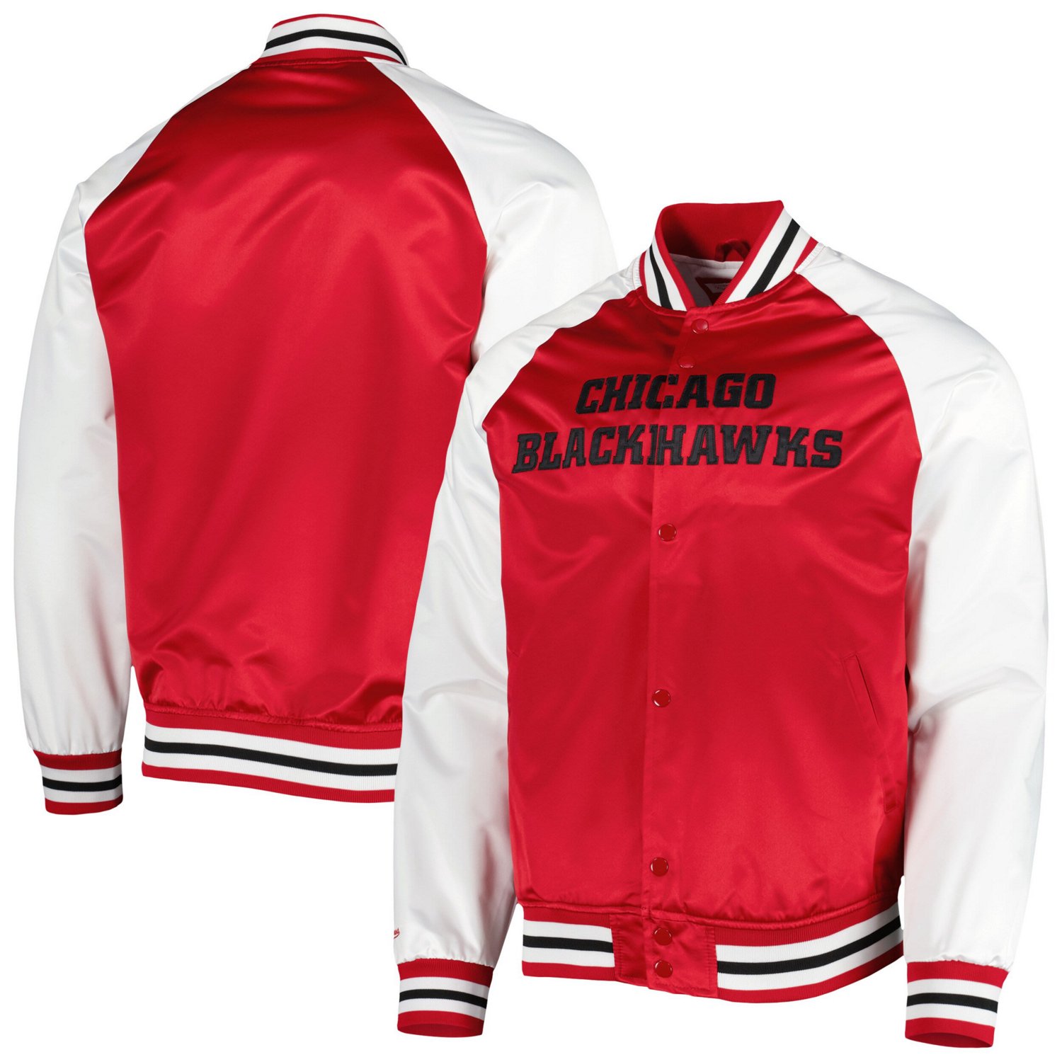Mitchell Ness /White Chicago Blackhawks Primetime Raglan Satin Full ...