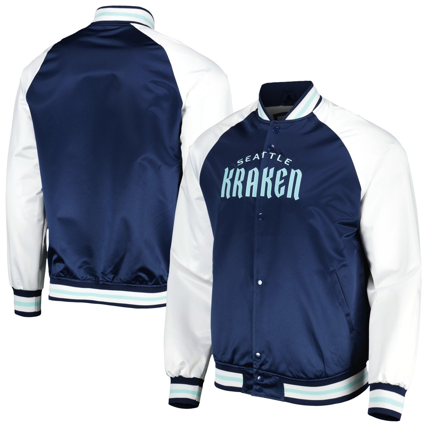 Mitchell Ness Deep Sea /White Seattle Kraken Primetime Raglan Satin ...