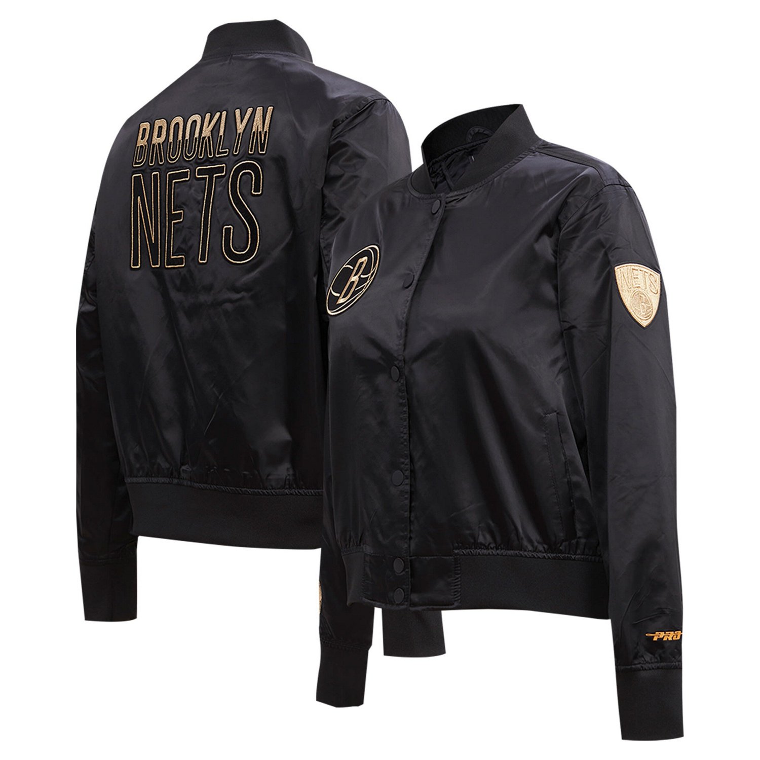 Pro Standard Brooklyn Nets Glam Satin Full-Snap Varsity Jacket | Academy