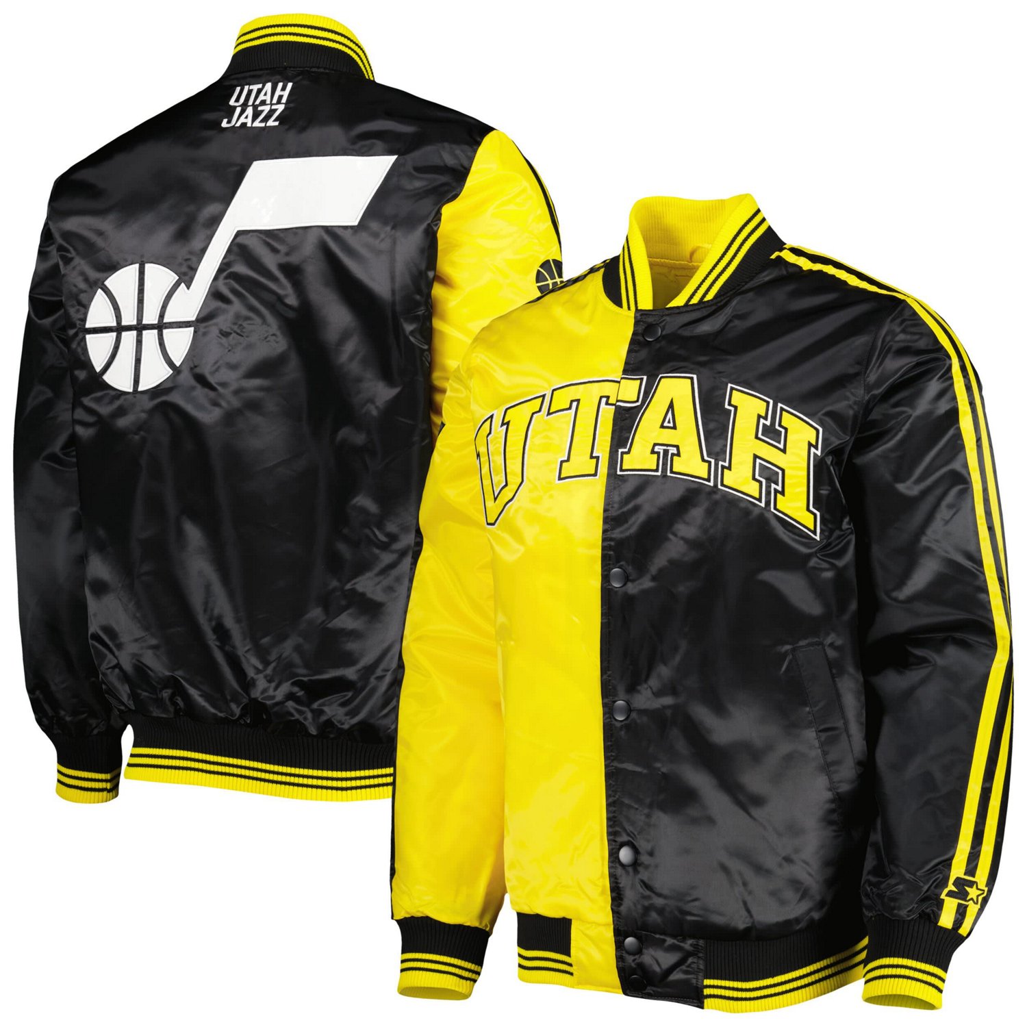 Starter /Black Utah Jazz Fast Break Satin Full-Snap Jacket | Academy