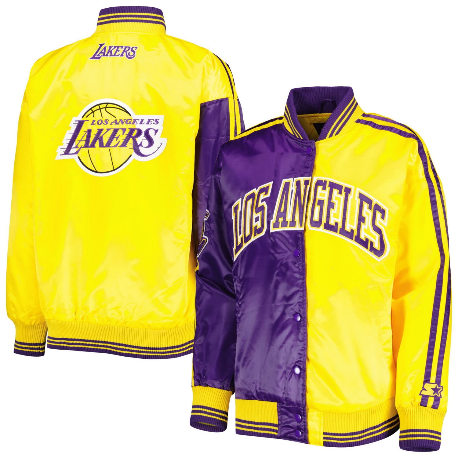 Starter /Gold Los Angeles Lakers Split Colorblock Satin Full-Snap ...