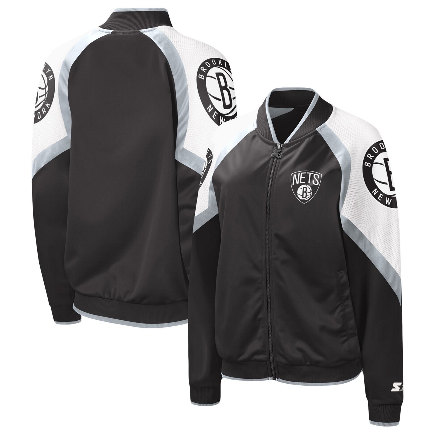 Starter /Silver Brooklyn Nets Fan Girl Satin Raglan Full-Zip Jacket ...
