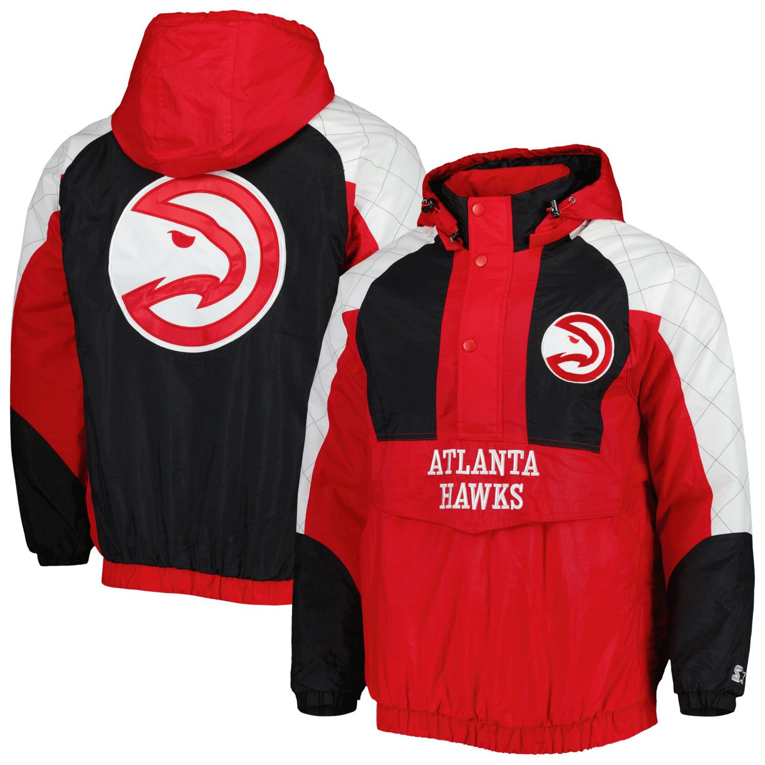 Starter Atlanta Hawks Body Check Raglan Hoodie Half-Zip Jacket | Academy