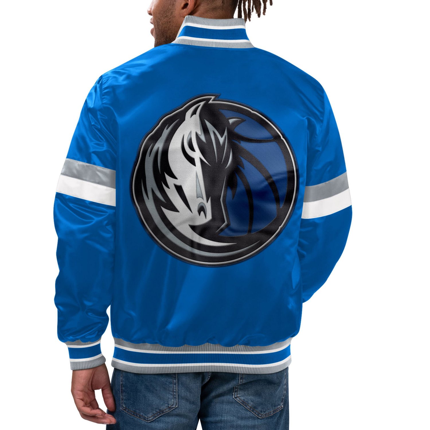 Starter Dallas Mavericks Home Game Satin Full-Snap Varsity Jacket | Academy