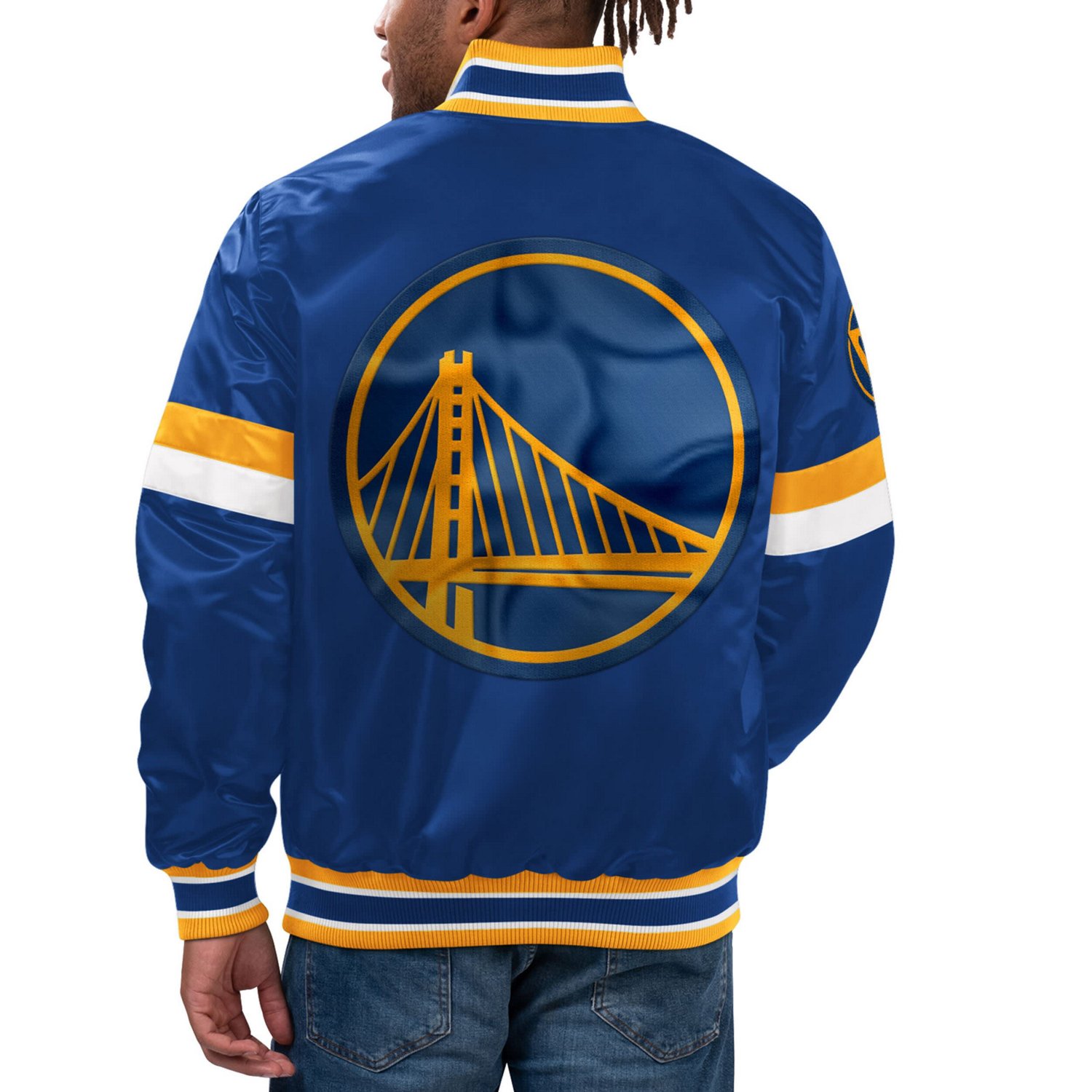 Starter Golden State Warriors Home Game Satin Full-Snap Varsity Jacket ...