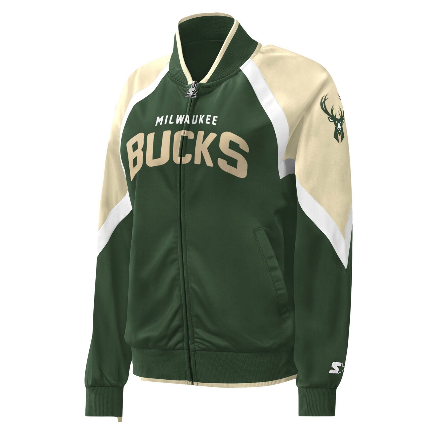 Starter Hunter Milwaukee Bucks Slam Dunk Raglan Full-Zip Track Jacket ...