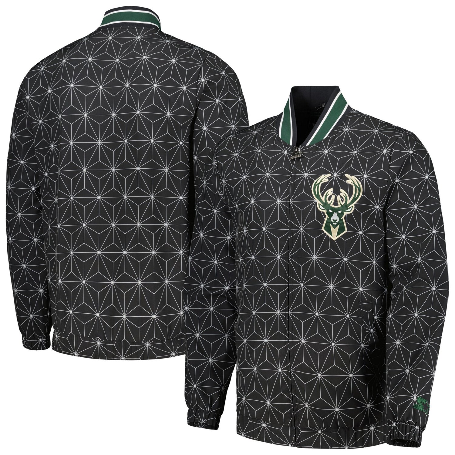 Starter Milwaukee Bucks In-Field Play Fashion Satin Full-Zip Varsity ...